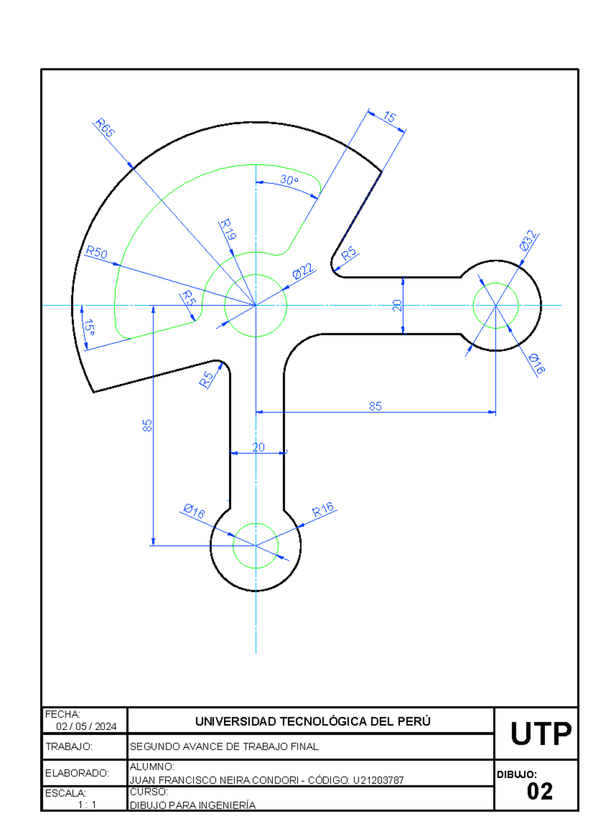 Avance 2-Layout 2 - dibujo N° 1 de la tarea, realizado en programa de ...