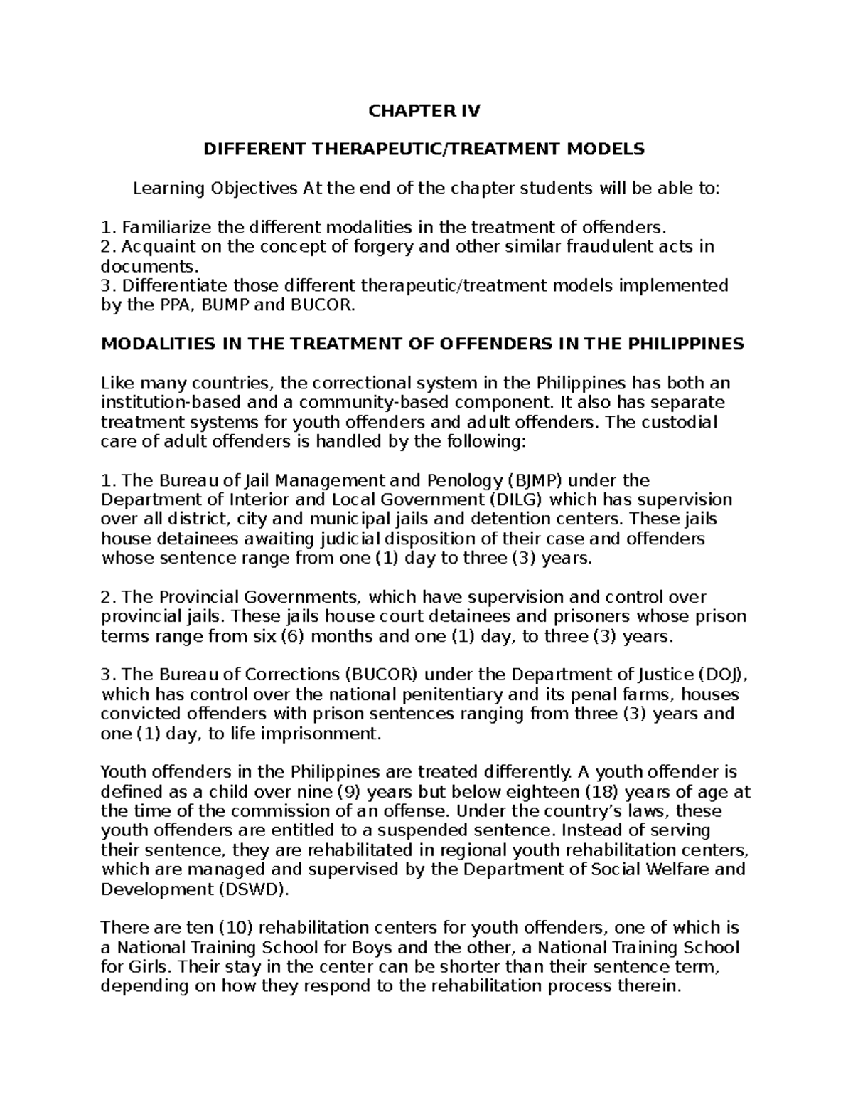 Chapters 4 5 Ther Mo - Prelims - CHAPTER IV DIFFERENT THERAPEUTIC ...
