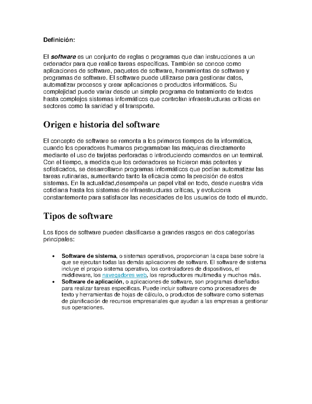 Sotfware - resumen - Definición: El software es un conjunto de reglas o ...