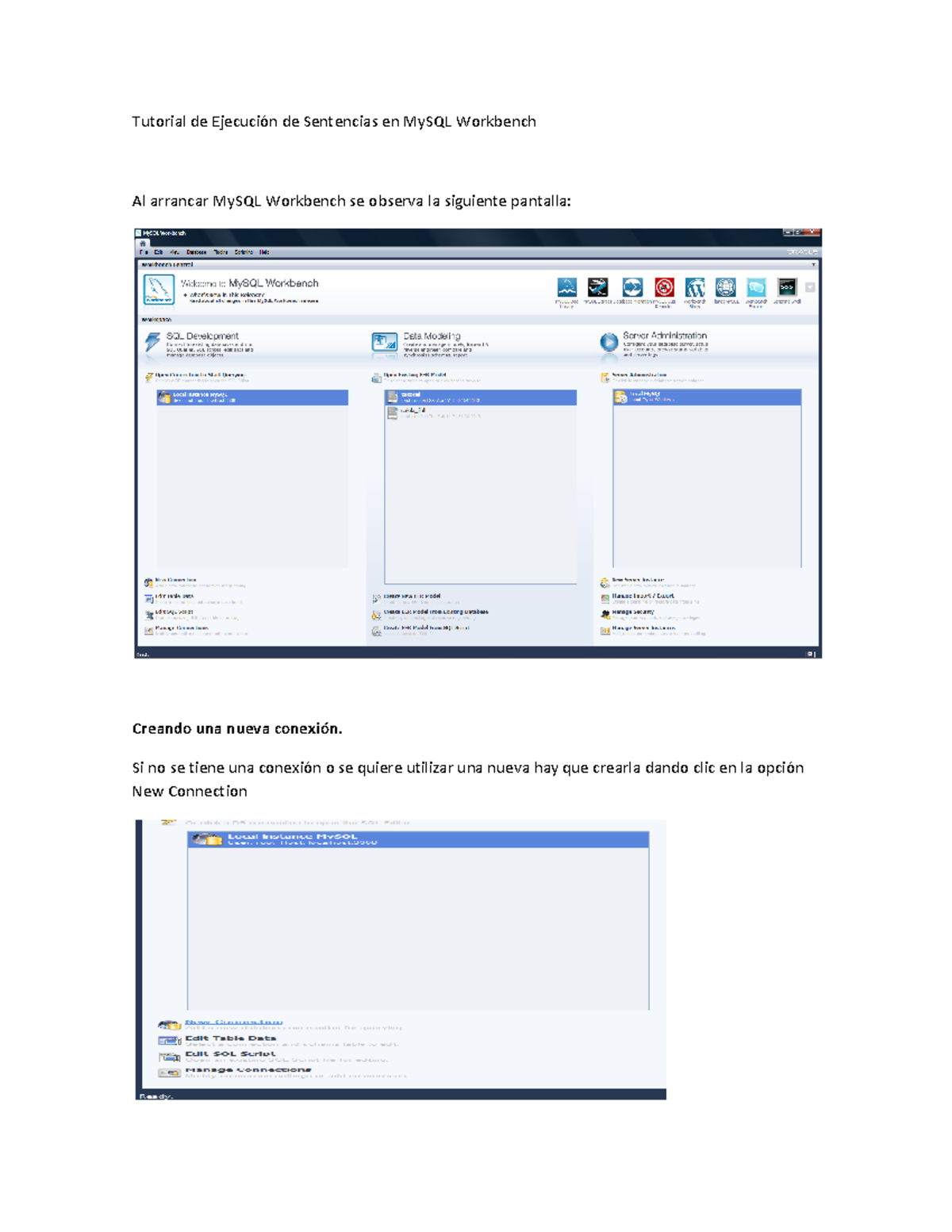 Tutorial Workbench SQL - Tutorial de Ejecución de Sentencias en MySQL Workbench Al arrancar ...