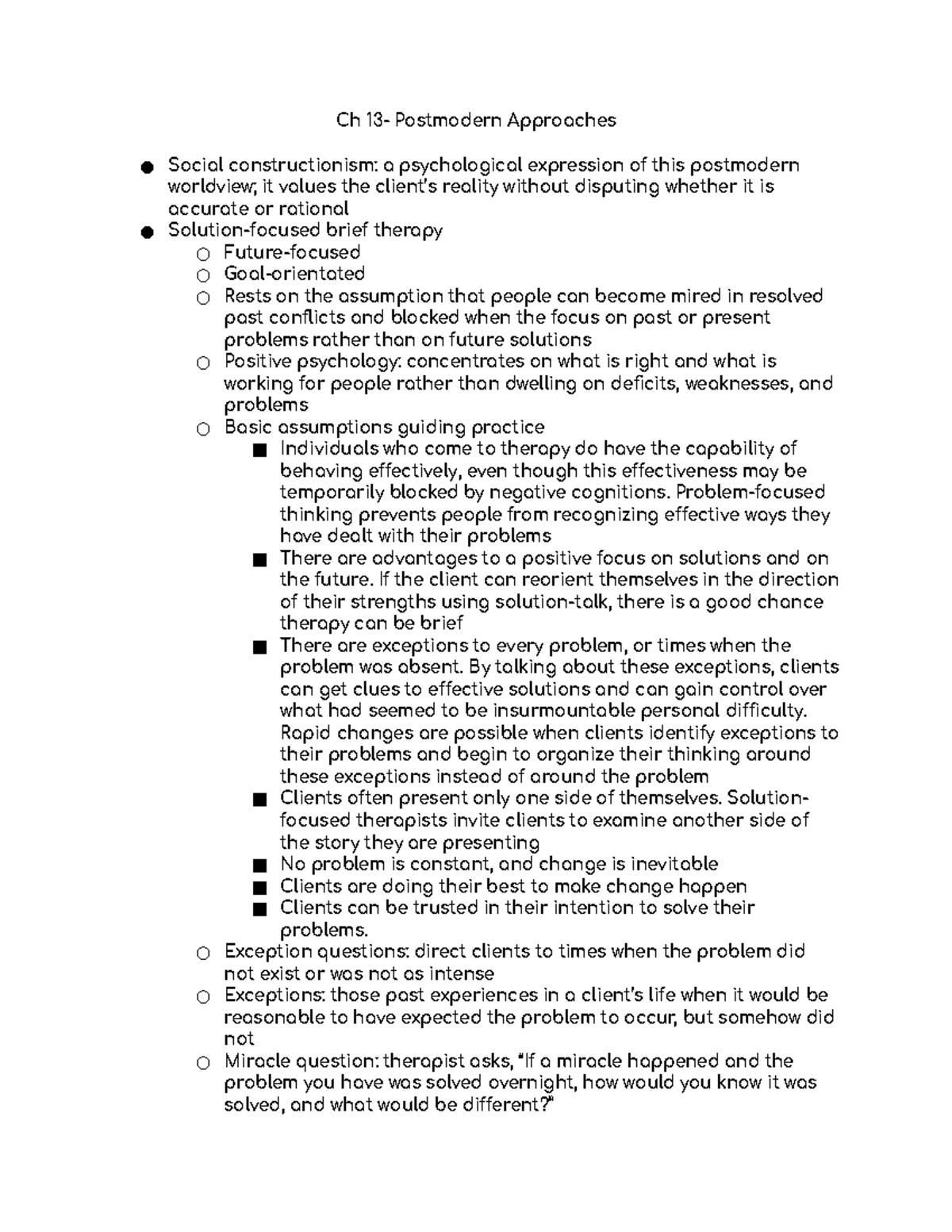 Ch 13- Postmodern Approaches - Problem-focused thinking prevents people ...