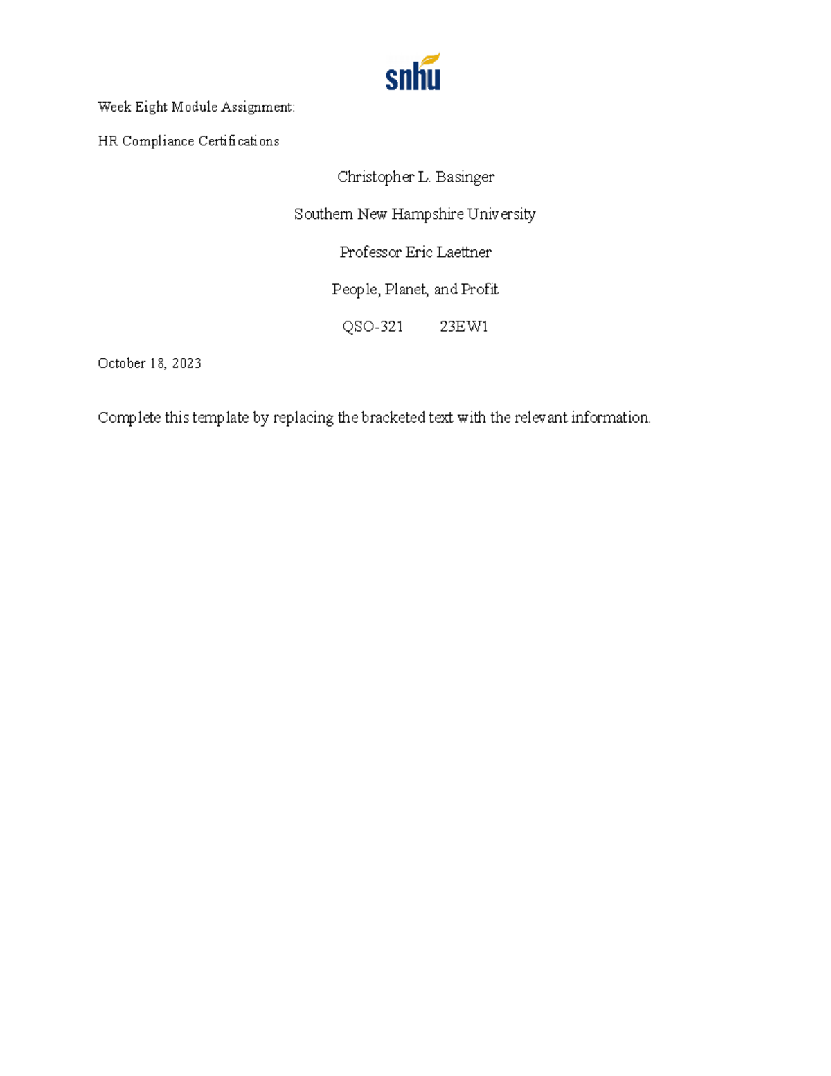 QSO 321 Module Eight Assignment Template - Week Eight Module Assignment ...