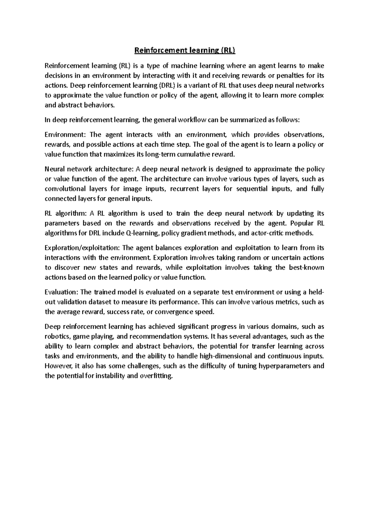 Reinforcement learning (RL) - Deep reinforcement learning (DRL) is a ...