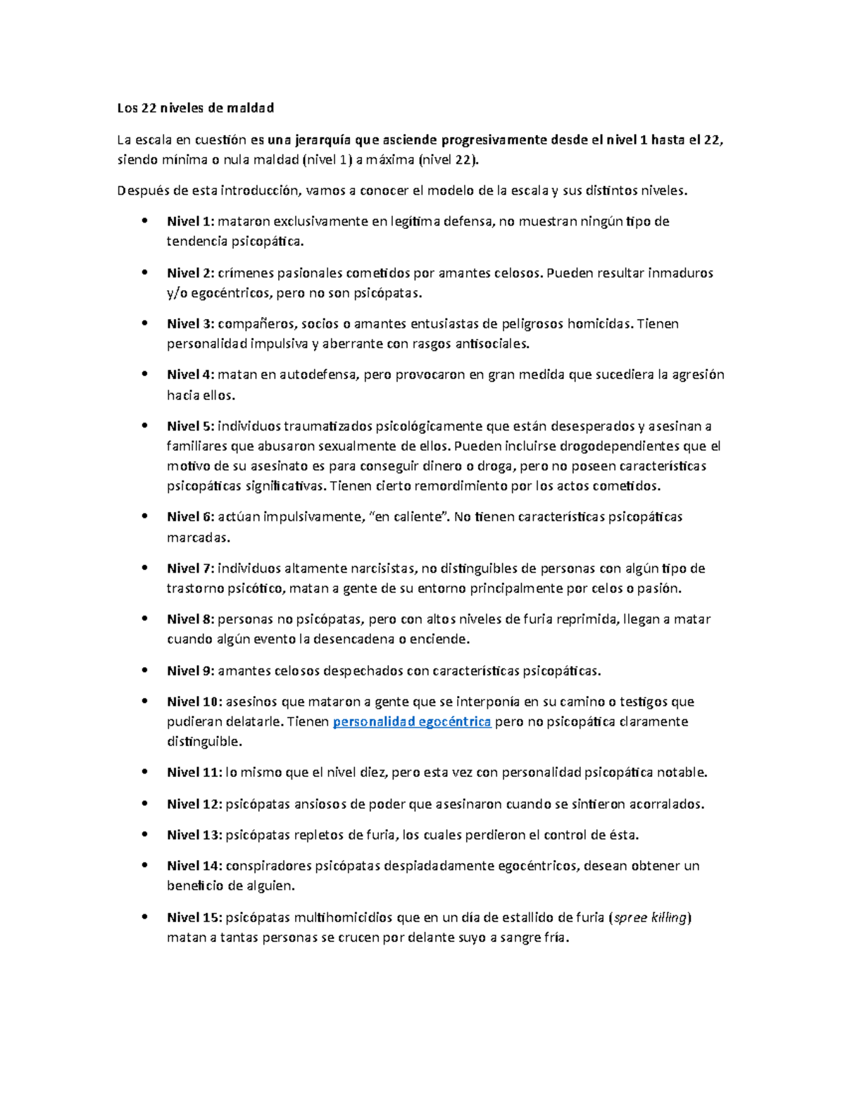 Los 22 niveles de maldad - Los 22 niveles de maldad La escala en ...