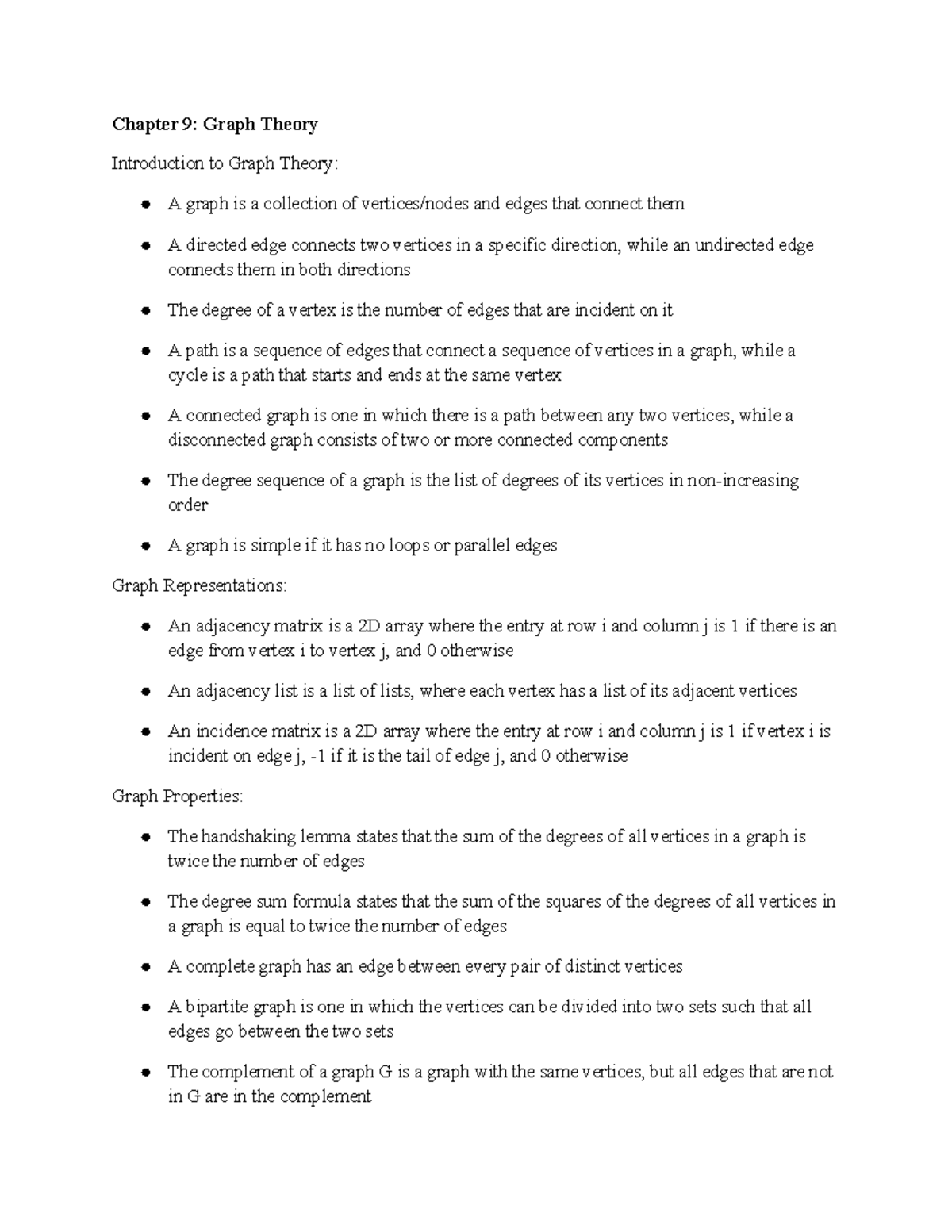 CS 173 Chapter 9 - CS 173 Notes for Ch 9 - Chapter 9: Graph Theory ...