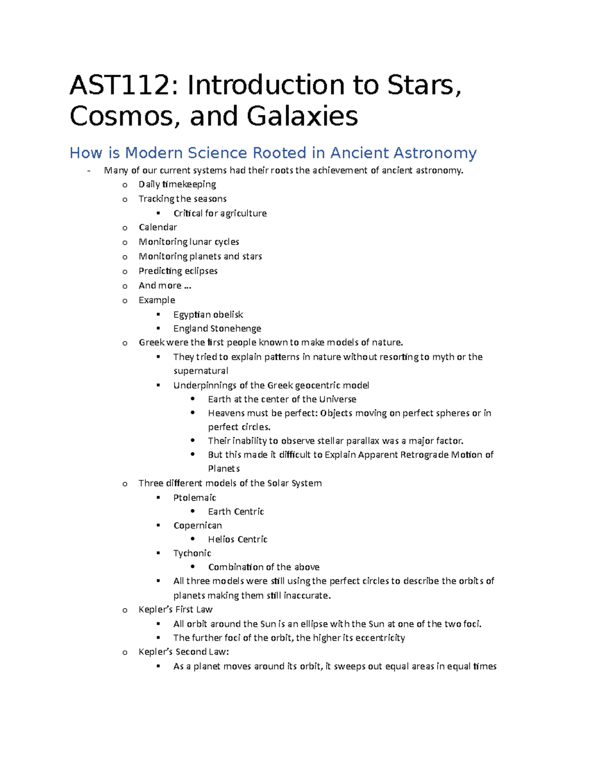 Lecture 3 - AST112: Introduction to Stars, Cosmos, and Galaxies How is ...