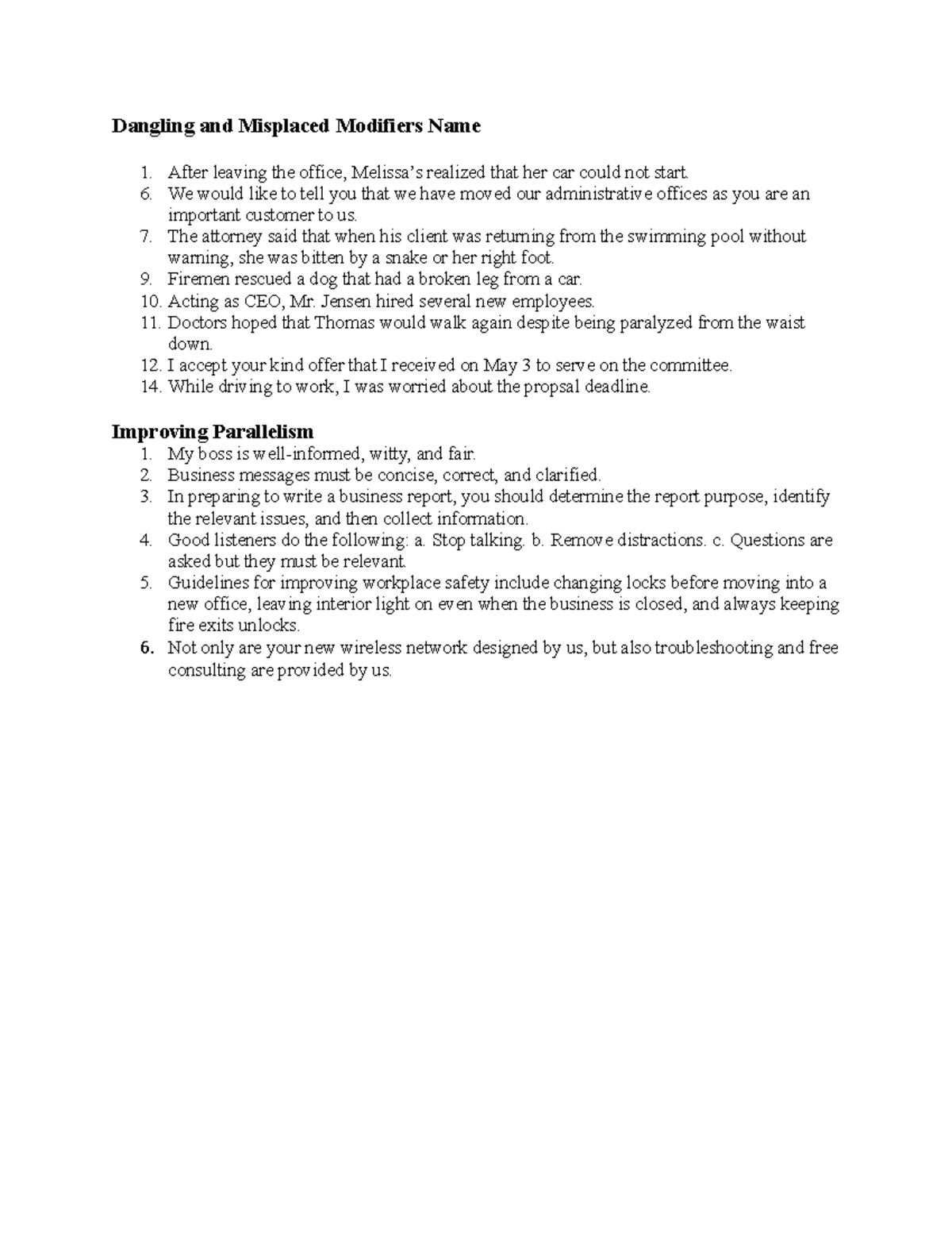 Chapter 3 Assignment - Bai tap chuong 3 - Dangling and Misplaced ...