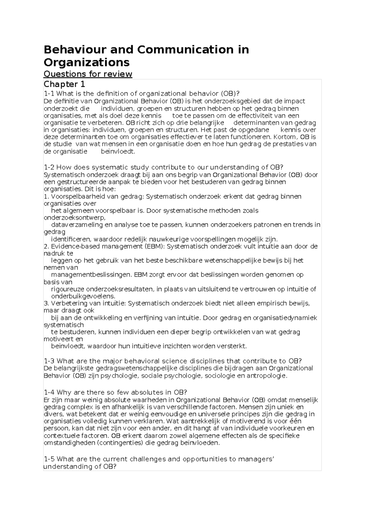 Behaviour and Communication in Organizations - Behaviour and ...