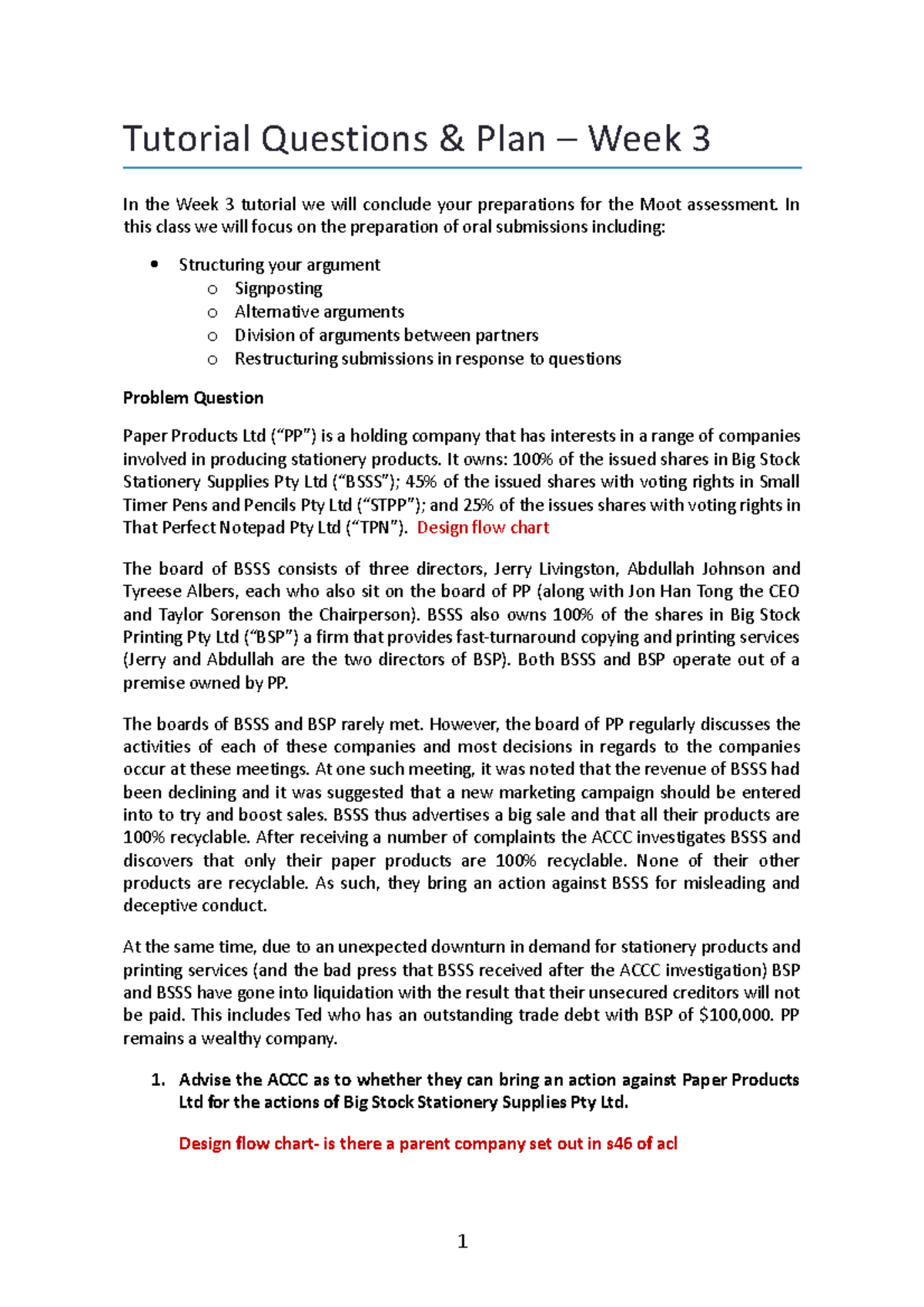 LAW303 2023 Week 3 Tutorial Questions - Tutorial Questions & Plan – Week 3 In the Week 3 - Studocu
