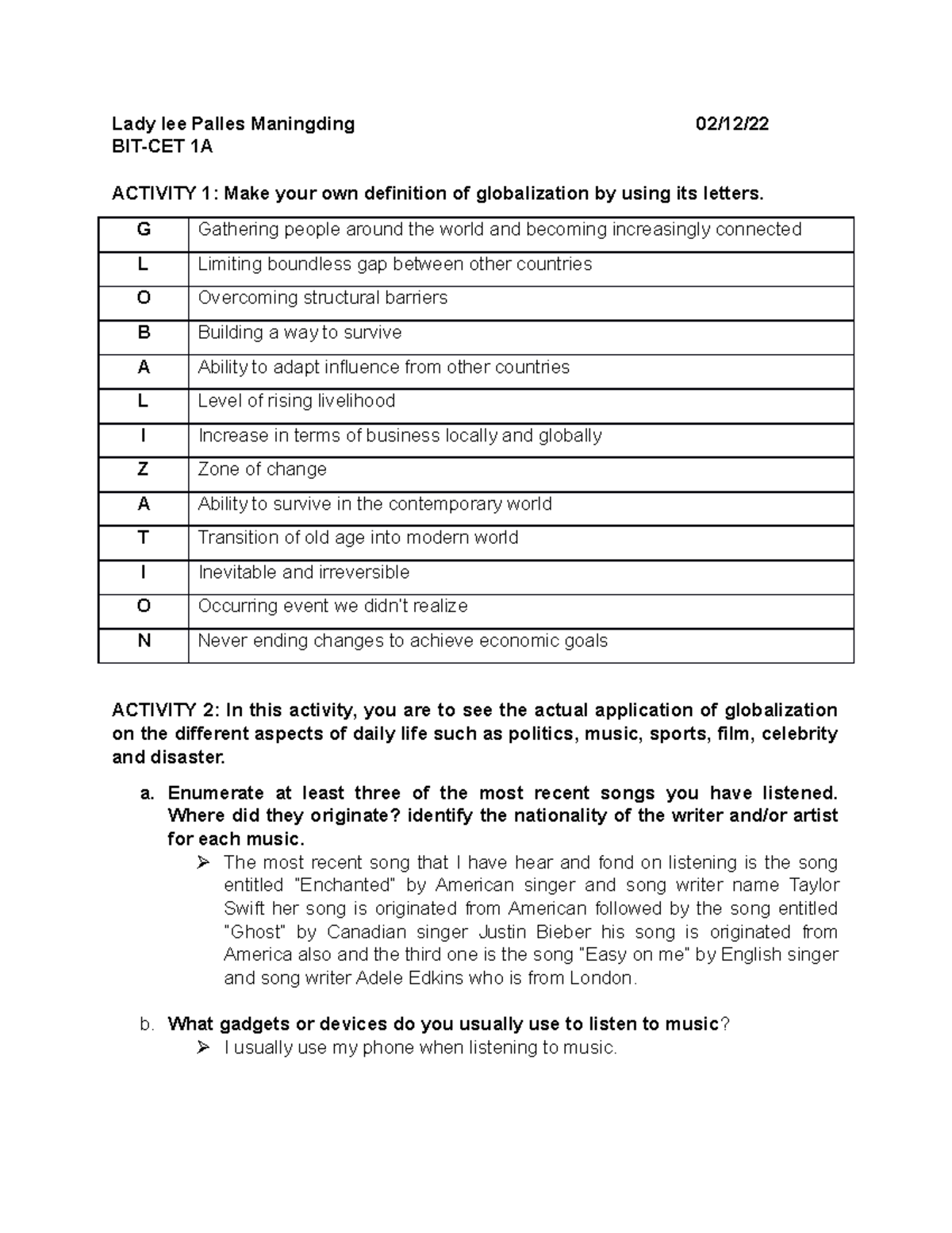 Globalization act 1 - Lady lee Palles Maningding 02/12/ BIT-CET 1A ...