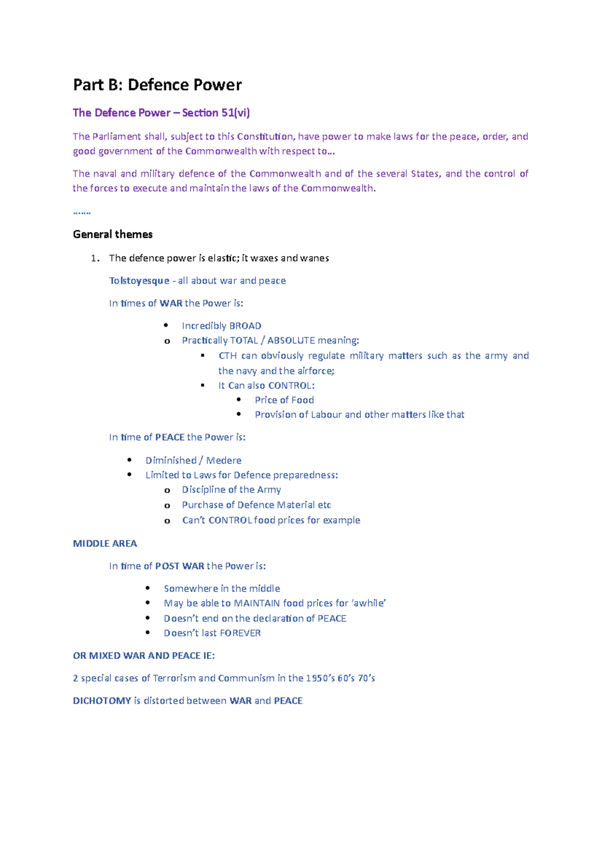 Week 7 - Defence Power - Part B: Defence Power The Defence Power ...