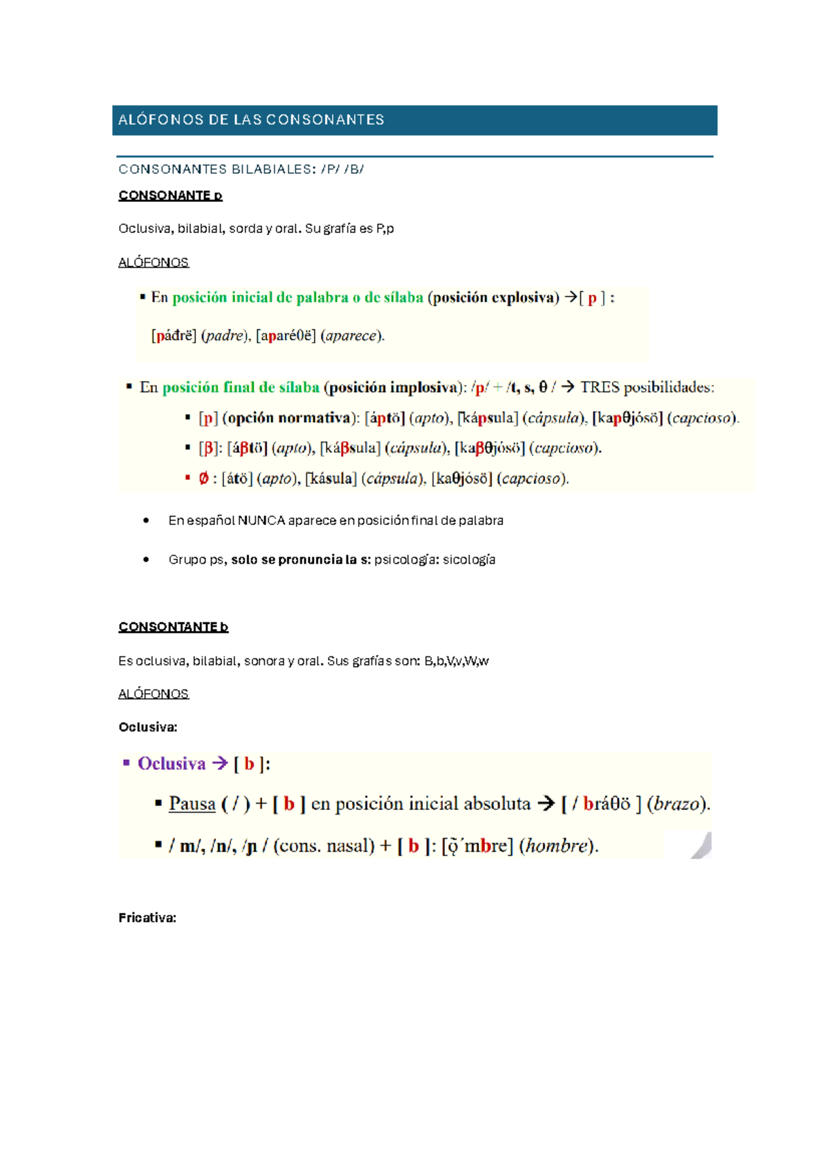 Fonética 2 - Apuntes de Gramática del Español: Los sonidos - ALÓFONOS ...