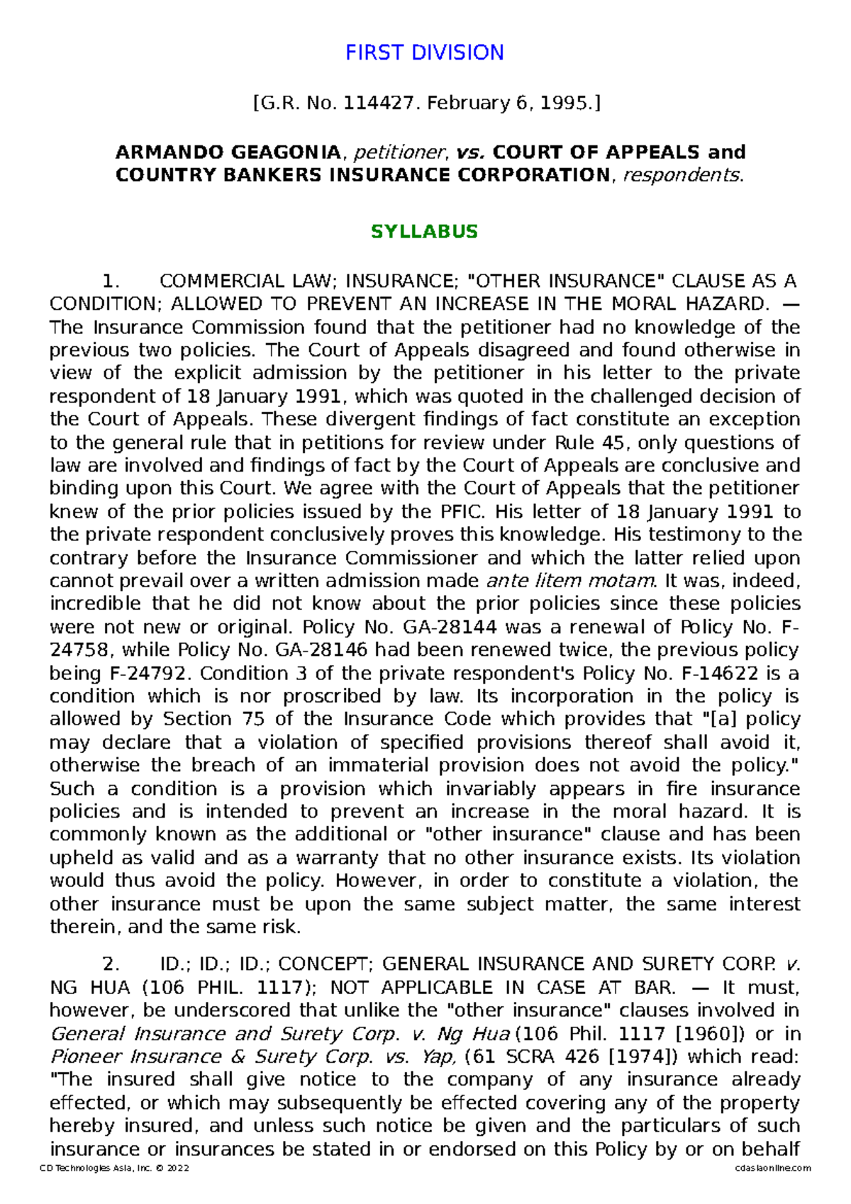 126953-1995-Geagonia v - FIRST DIVISION [G. No. 114427. February 6 ...