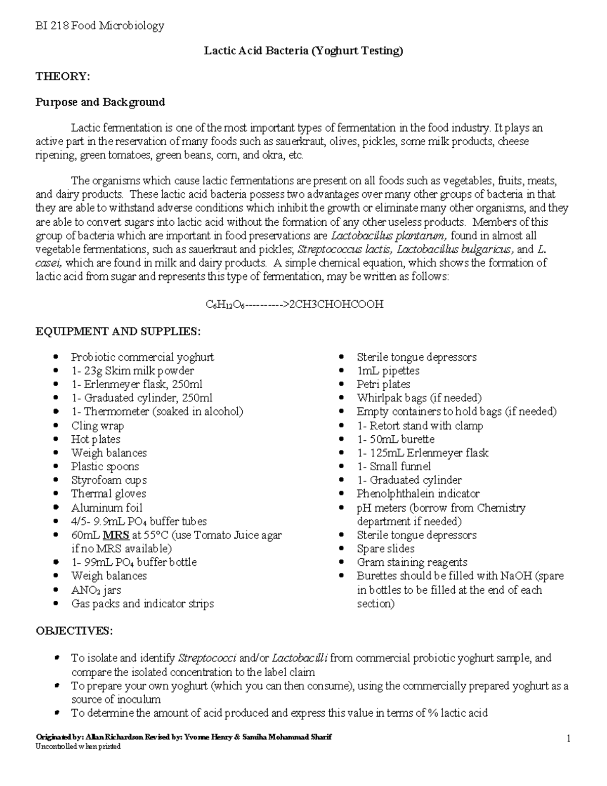 Lactic Acid Bacteria (Yoghurt Testing) - Lactic Acid Bacteria (Yoghurt ...