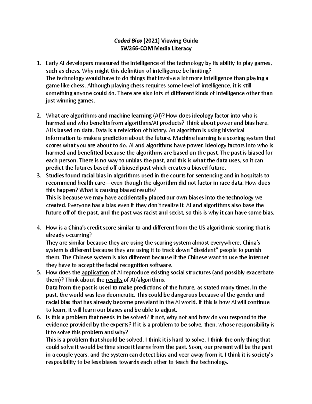 HA Coded Bias VG - This is a homework assignment for media literacy ...