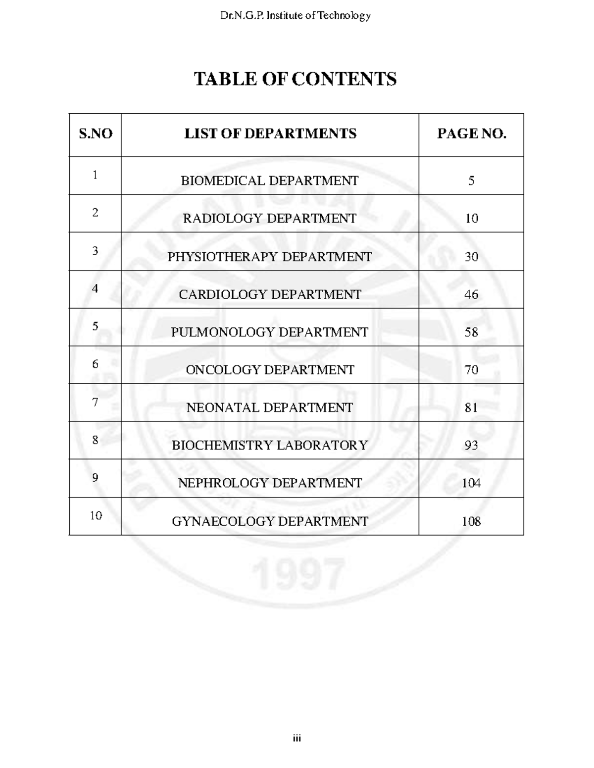 96reportppt - TABLE OF CONTENTS S LIST OF DEPARTMENTS PAGE NO ...