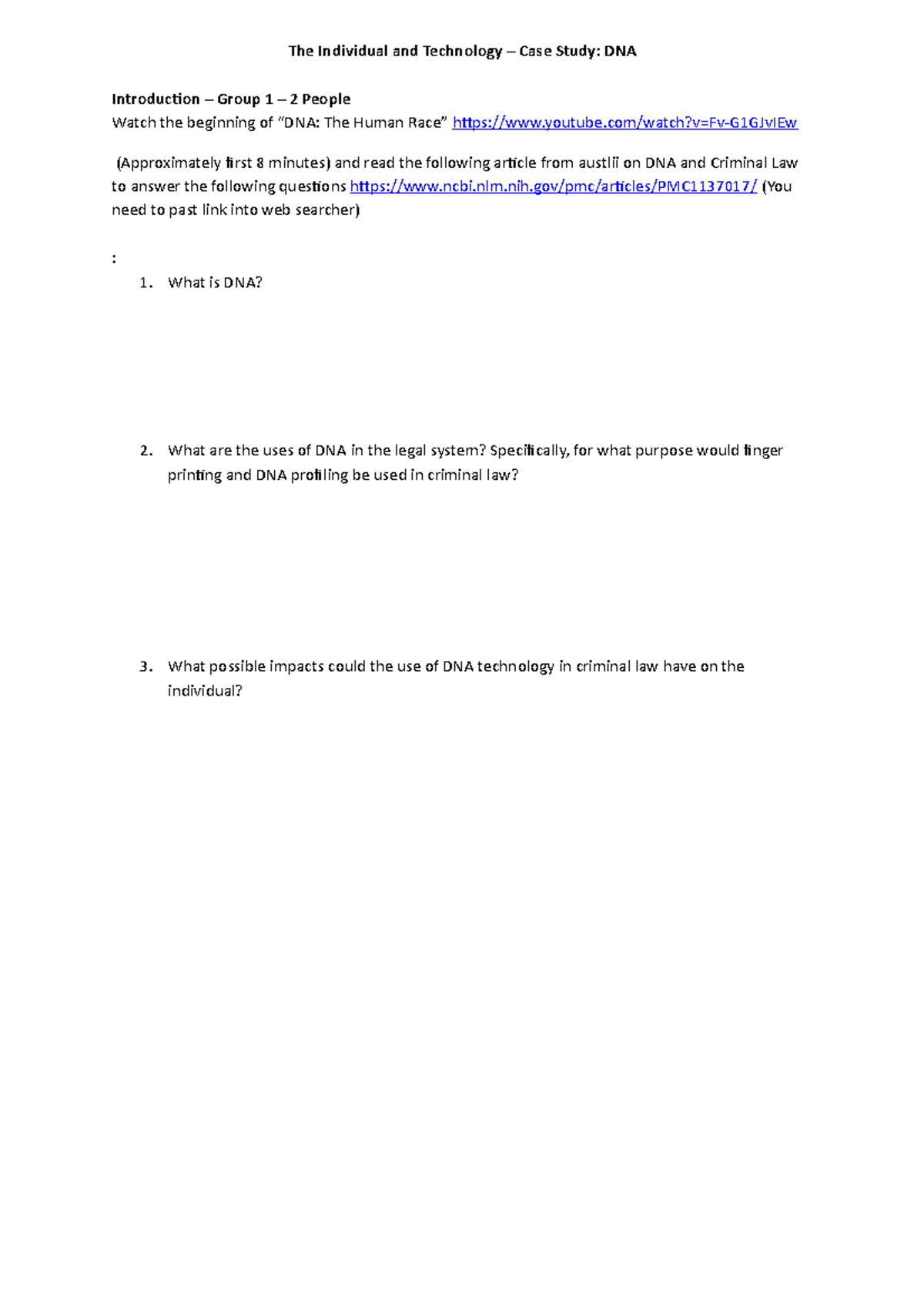 DNA Research-year 11 preliminary - The Individual and Technology – Case ...