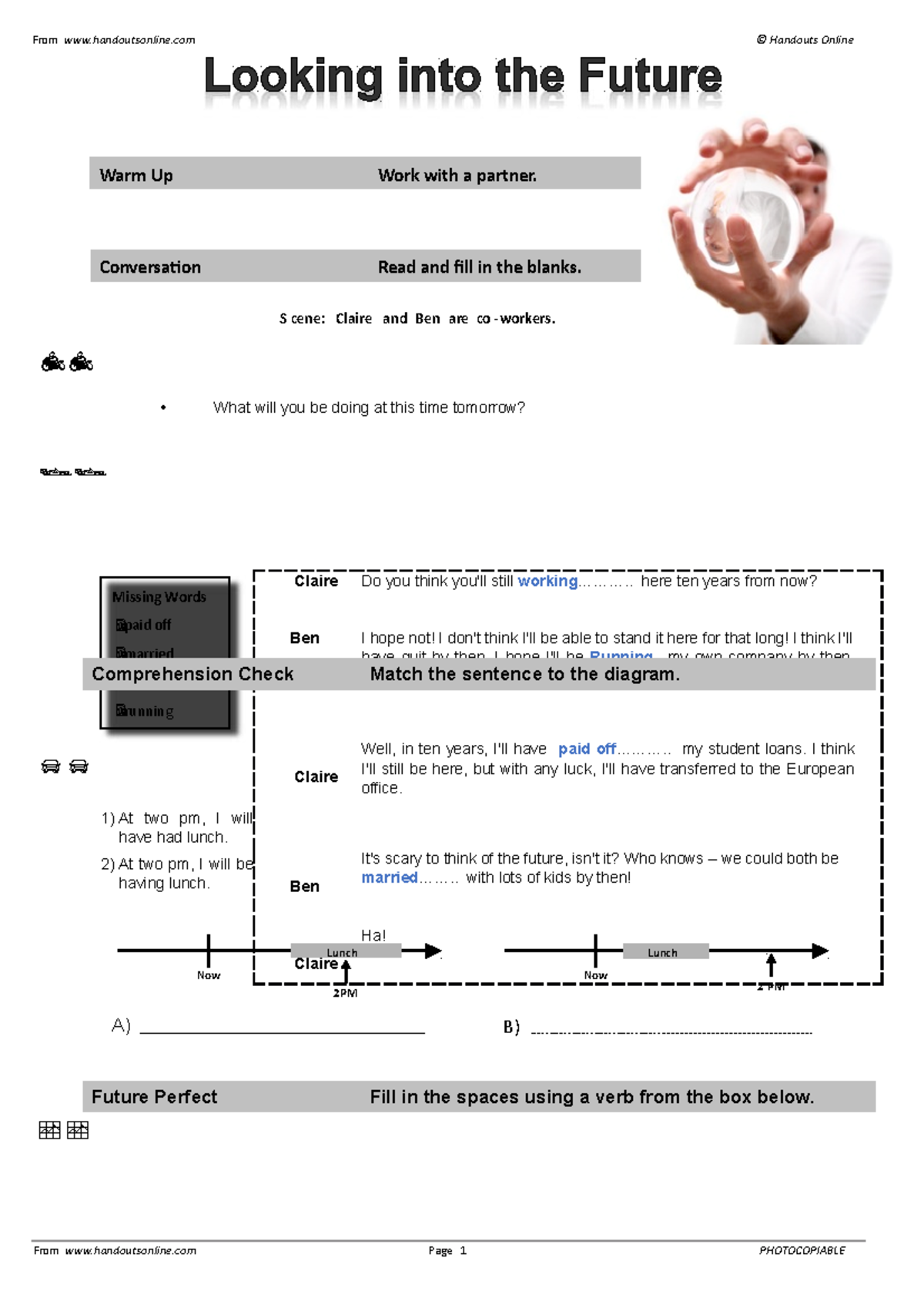 Future cont perfect - Ejercicios - • What will you be doing at this ...