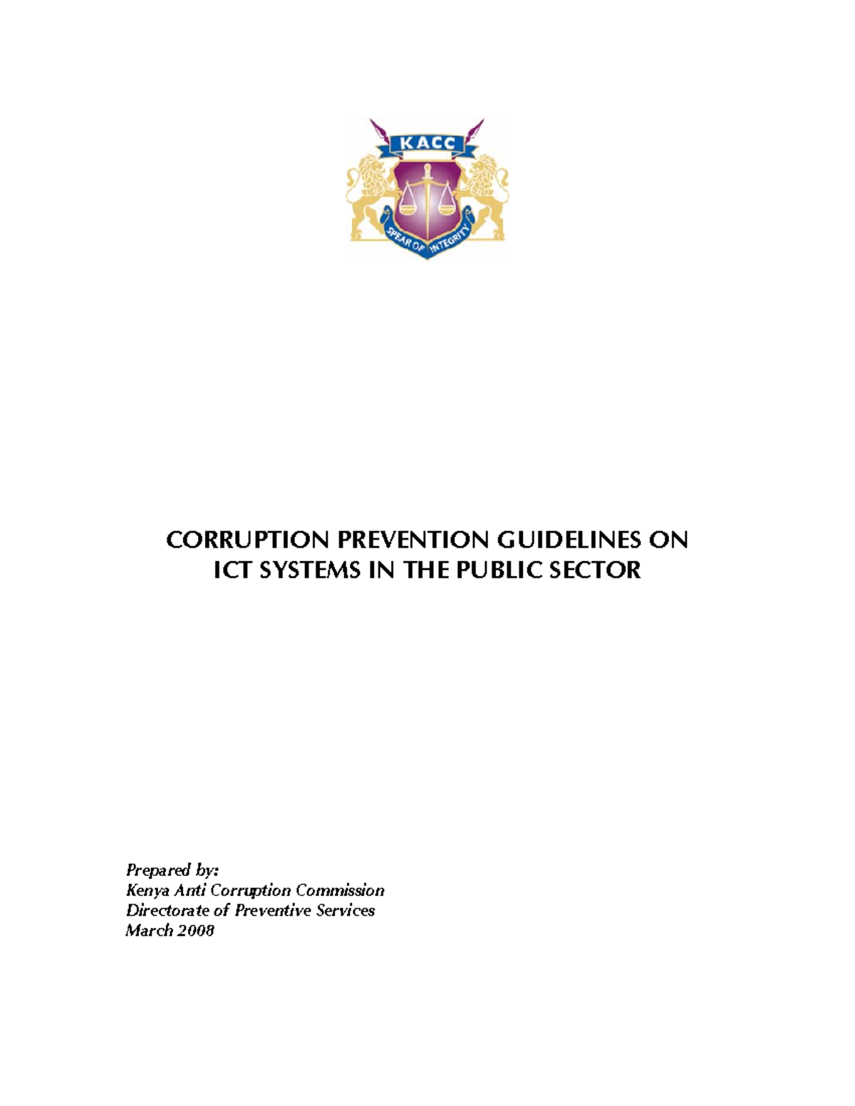ICT Guidelines in procurement - CORRUPTION PREVENTION GUIDELINES ON ICT ...