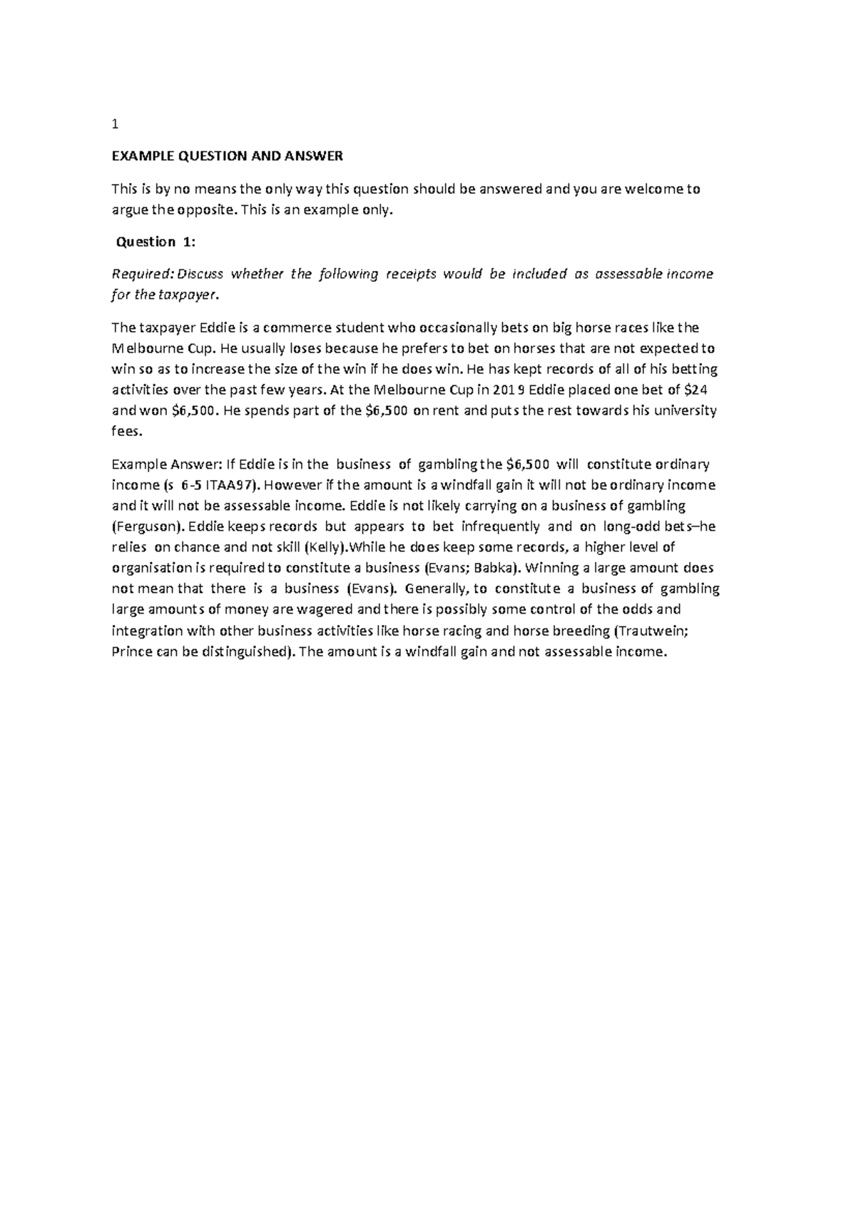 Sample Question - 1 EXAMPLE QUESTION AND ANSWER This is by no means the ...