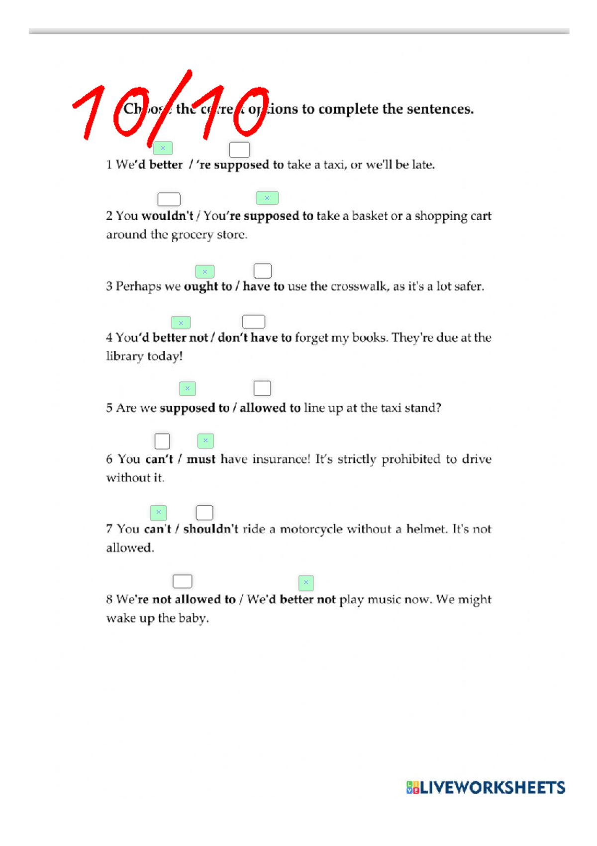 Advice, Expectation, AND Obligation - Exercises worksheet - English VII ...