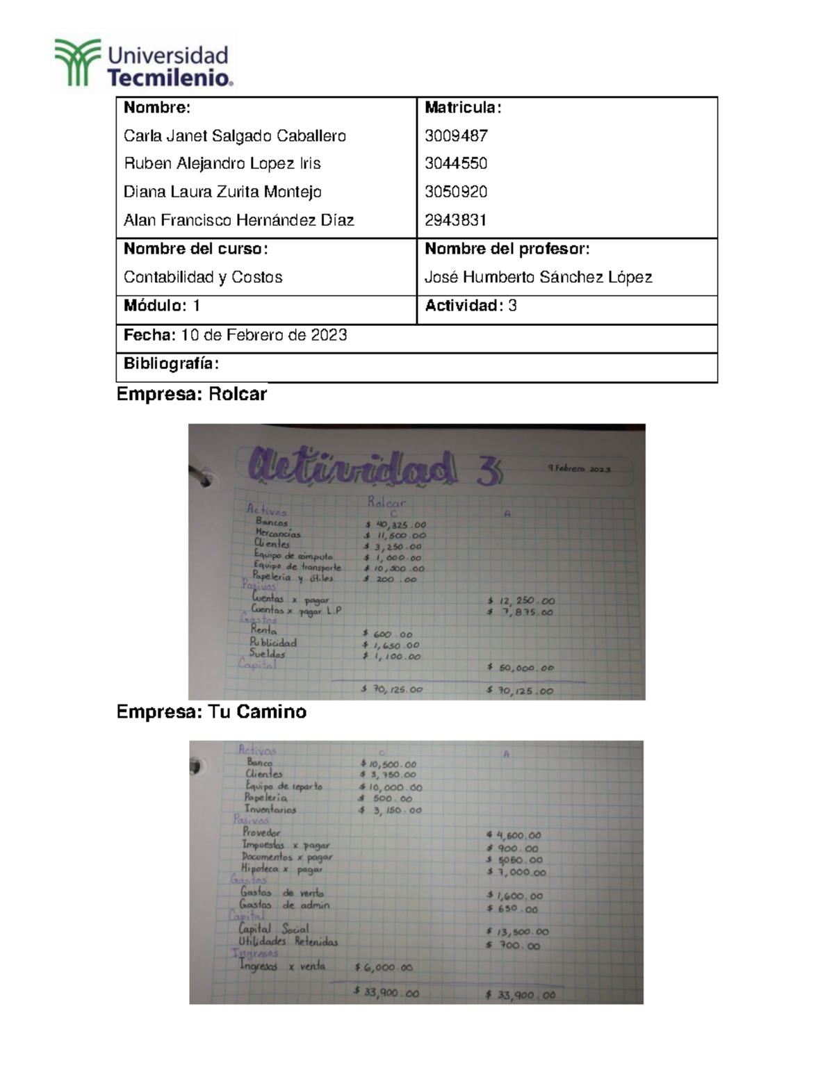 Actividad 3, Contabilidad - Contabilidad y costos - Nombre: Carla Janet ...