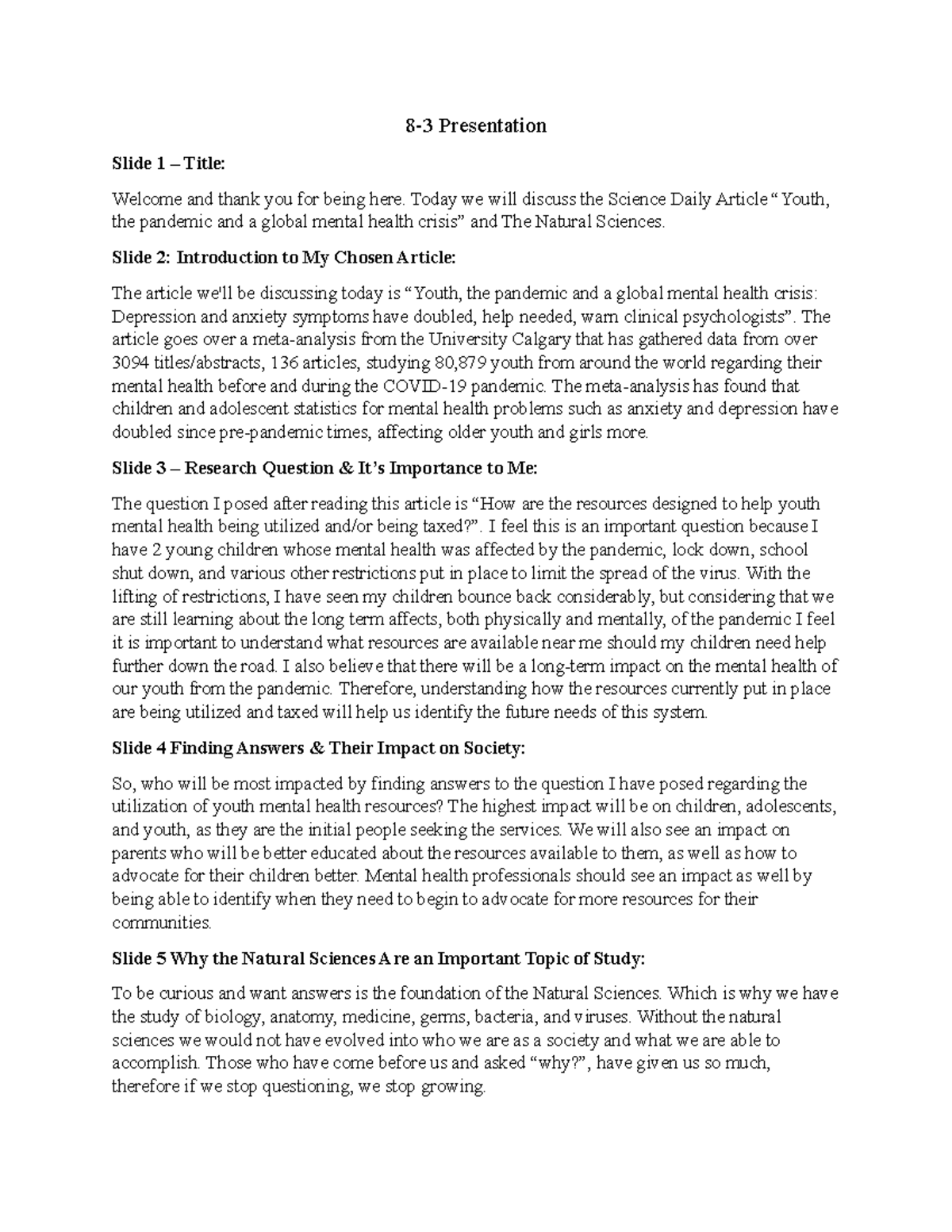 8-3 Presentation Speaker Notes - 8-3 Presentation Slide 1 – Title ...