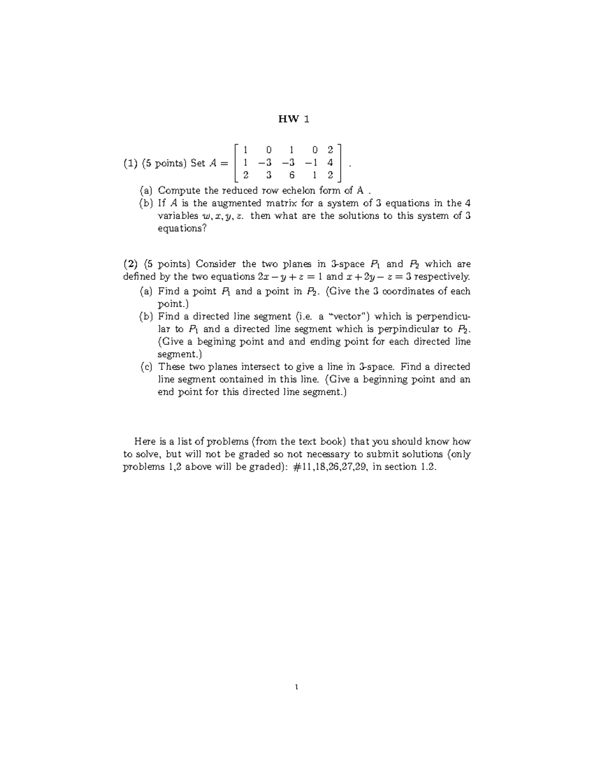 Hw1mat211 F22 Homework Hw 1 1 5 Points Set A 1 0 1 0 2 1 − 3 − 3 − 1 4 2 3 6 1 2