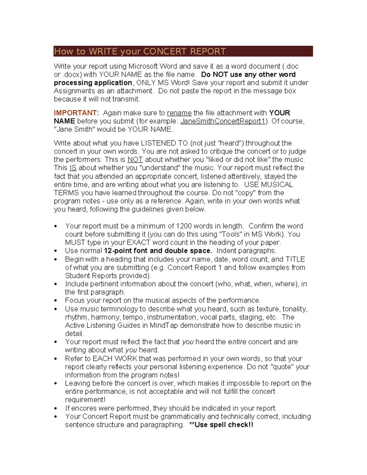 How to Write your Concert Report - How to WRITE your CONCERT REPORT ...