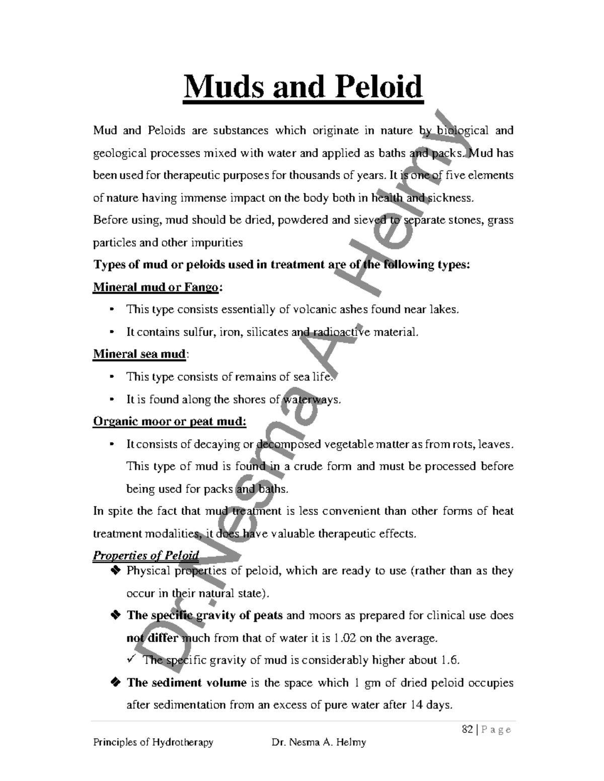 Mud therapy moodle - 82 | P a g e Muds and Peloid Mud and Peloids are ...