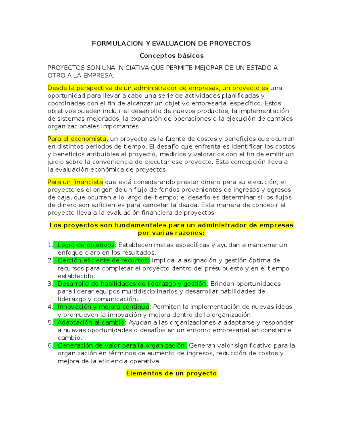 Formulacion Y Evaluacion DE Proyectos - FORMULACION Y EVALUACION DE ...