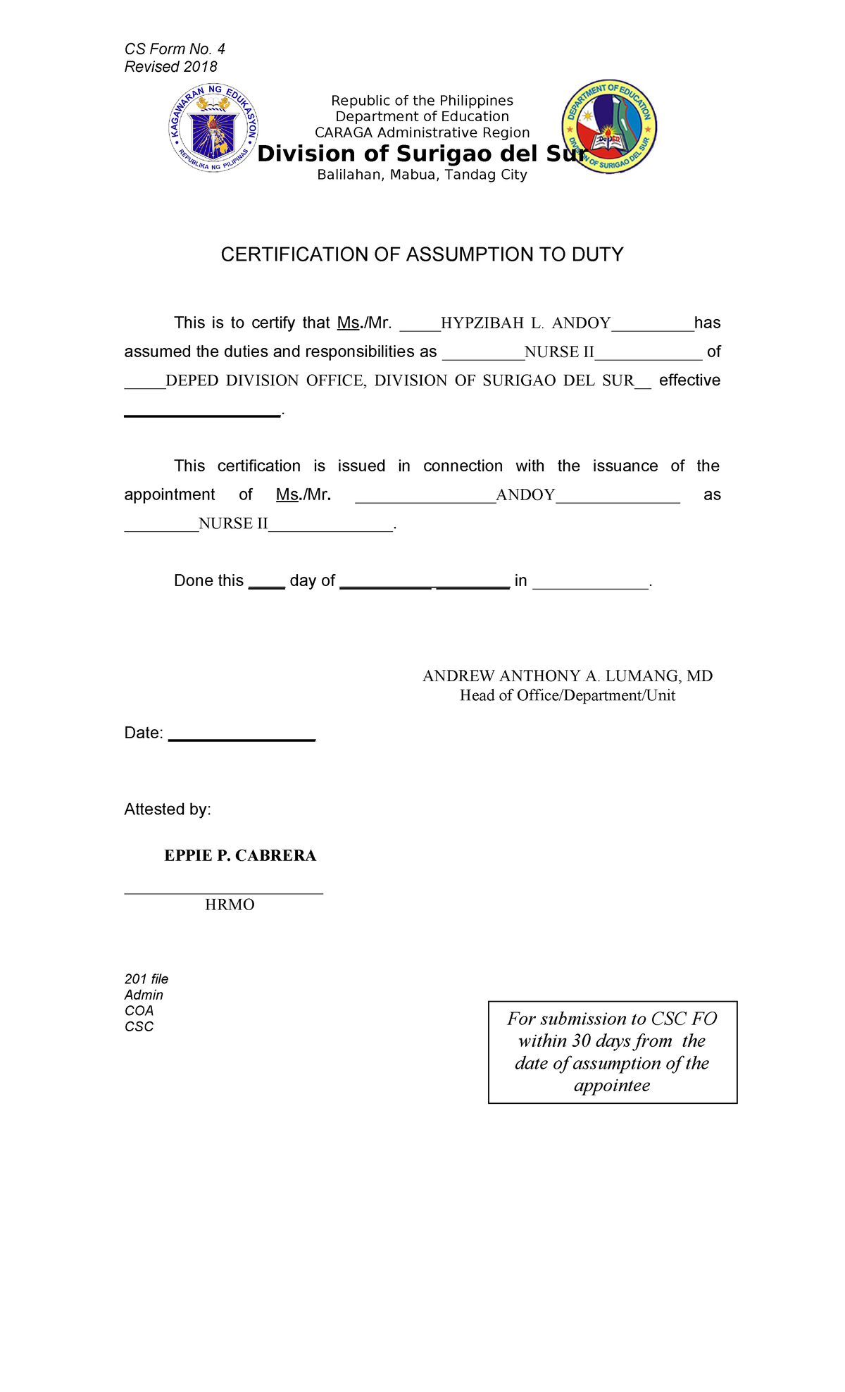 CS-Form-No.-4-Certification-of-Assumption-to-Duty - CS Form No. 4 ...