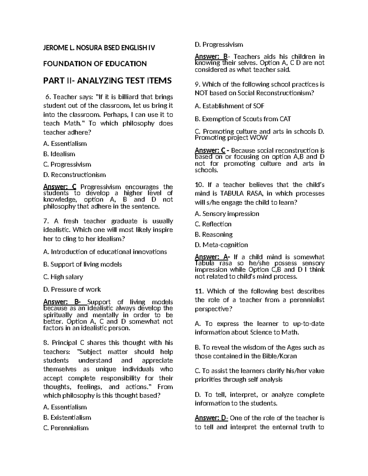 Alburan - Question that has answer with justification - JEROME L ...