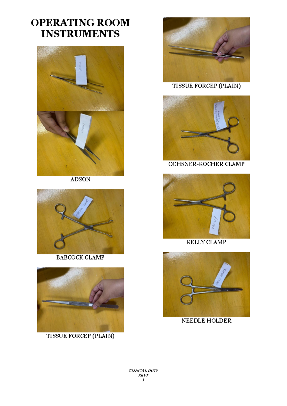 Operating-ROOM- Instruments - CLINICAL DUTY KKVT OPERATING ROOM ...