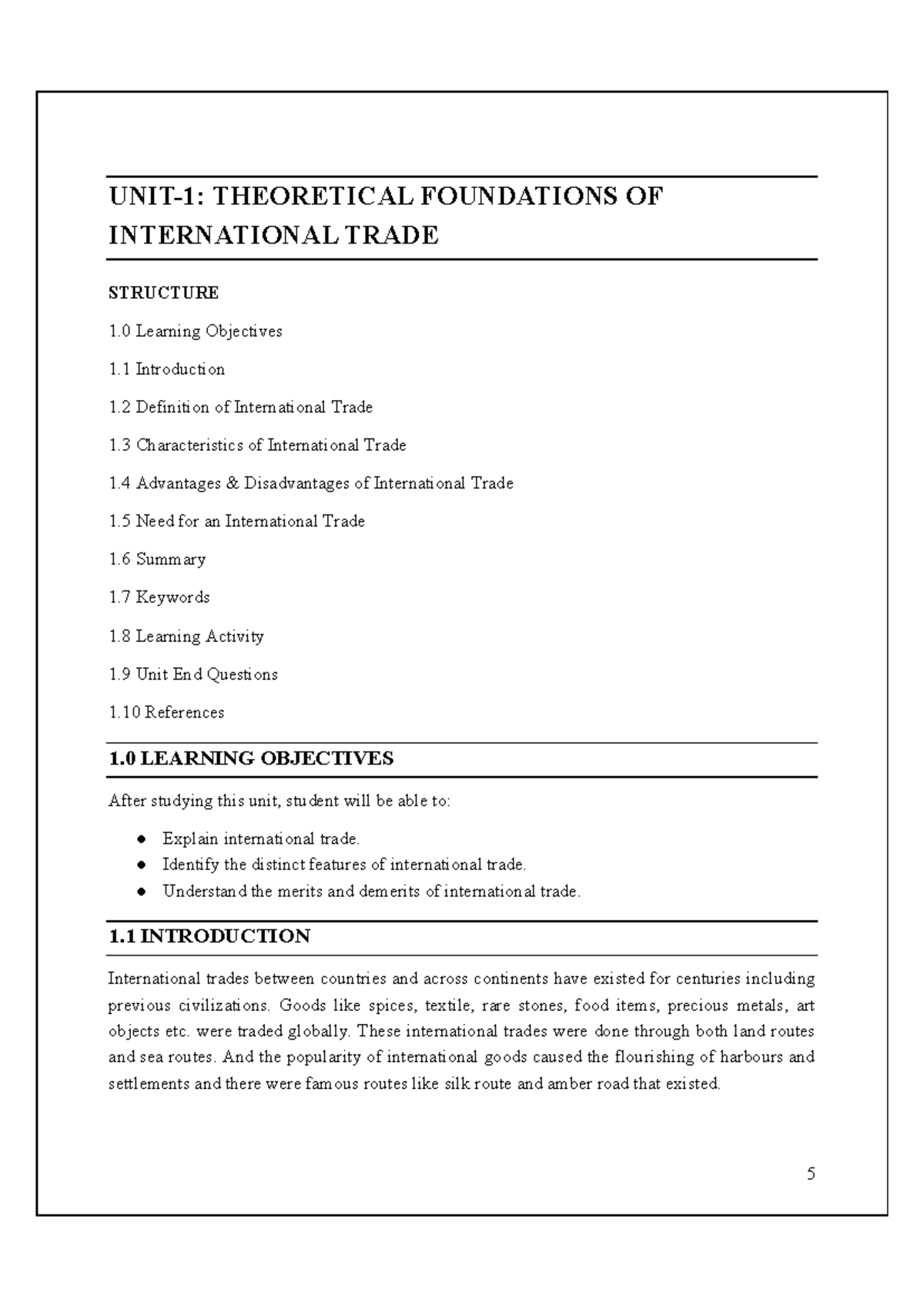 MBA SEM-3 International Trade U-1 - UNIT-1: THEORETICAL FOUNDATIONS OF ...
