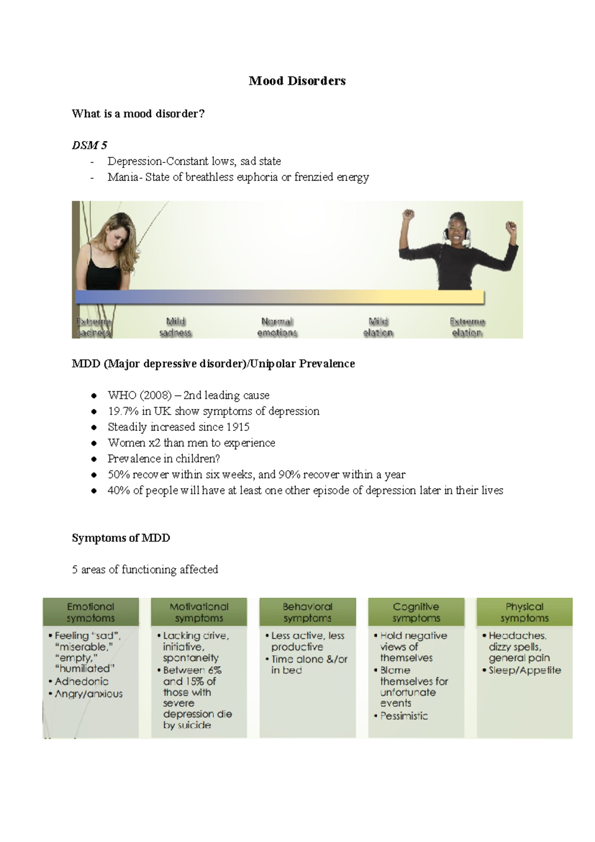 Week 15 - Mood Disorders - Mood Disorders What is a mood disorder? DSM ...