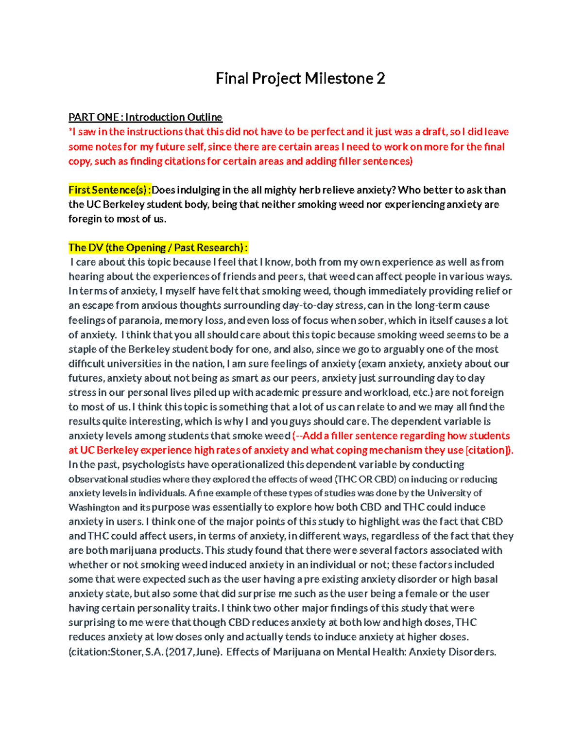 Milestone 2 Psych 101 Final Project - Final Project Milestone 2 PART ...