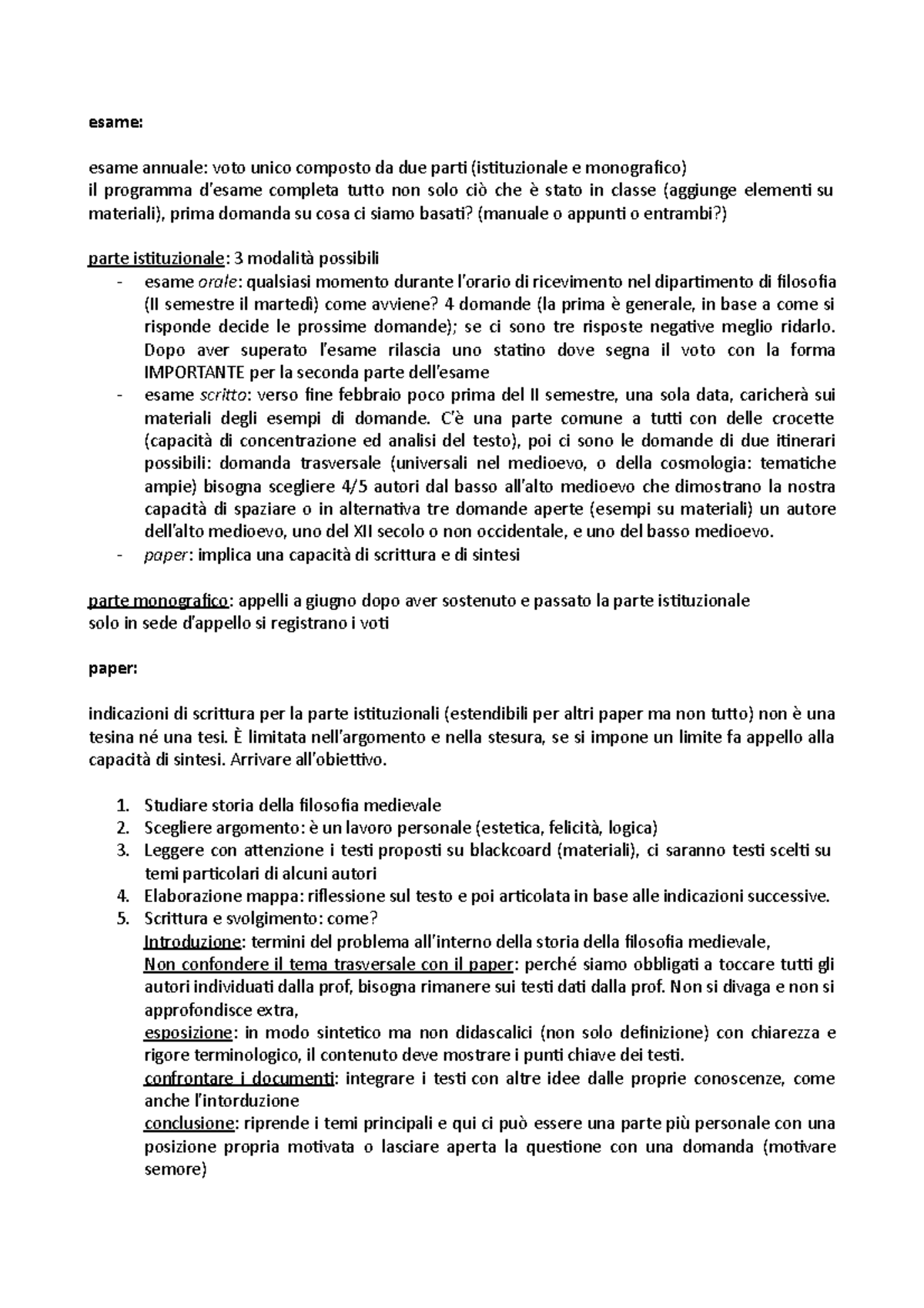 Paper - tipologia di esame - esame: esame annuale: voto unico composto ...