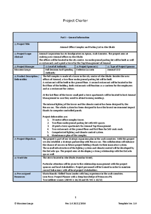Project Charter Example Template - PROJECT CHARTER TEMPLATE Name ...