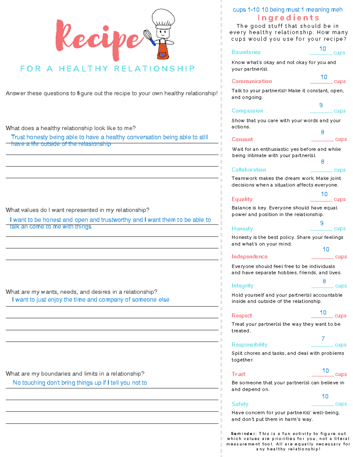 Recipe for a healthy relationship 2 - Recipe Boundaries Know what's ...
