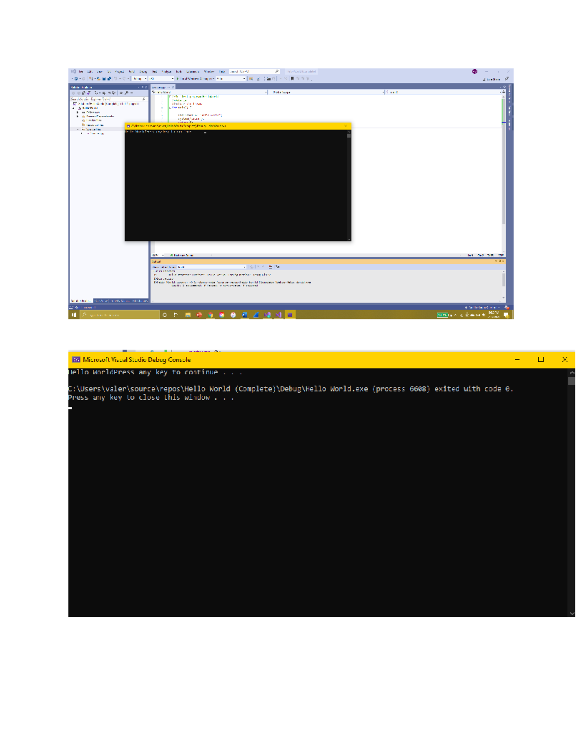 Hello World Screenshots - Project Build Debug A Live Share Source:cap SHello World (Global Scope ...