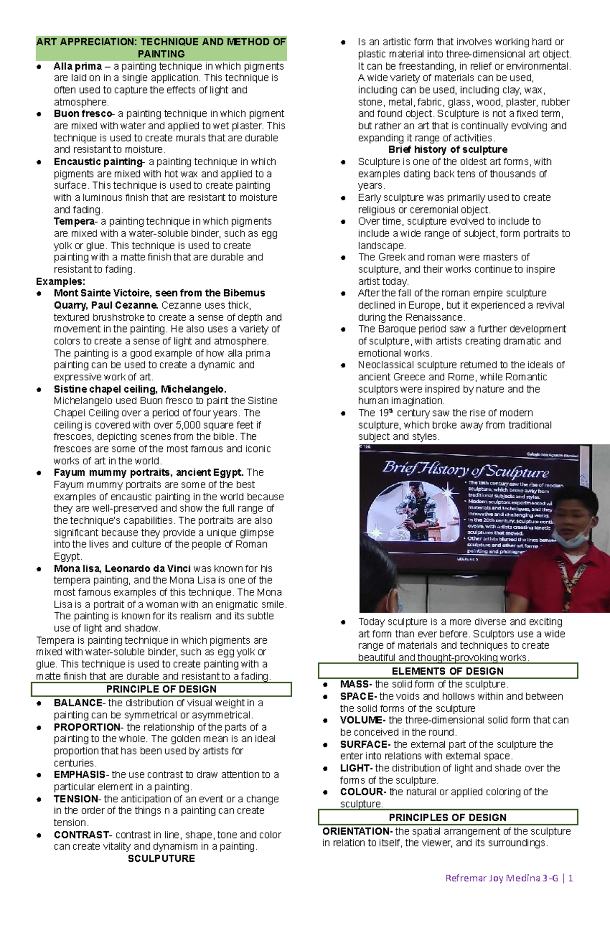 ART- Appreciation - ART APPRECIATION: TECHNIQUE AND METHOD OF PAINTING Alla prima – a painting ...