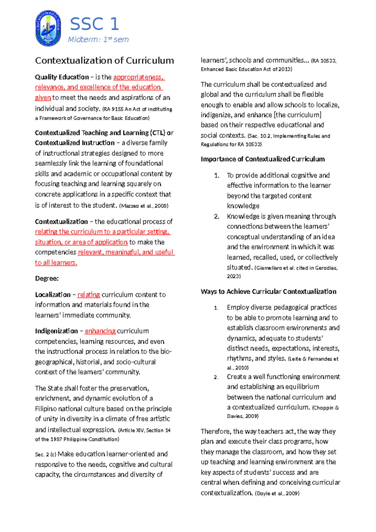 Midterm - (RA 9155 An Act of instituting a Framework of Governance for ...