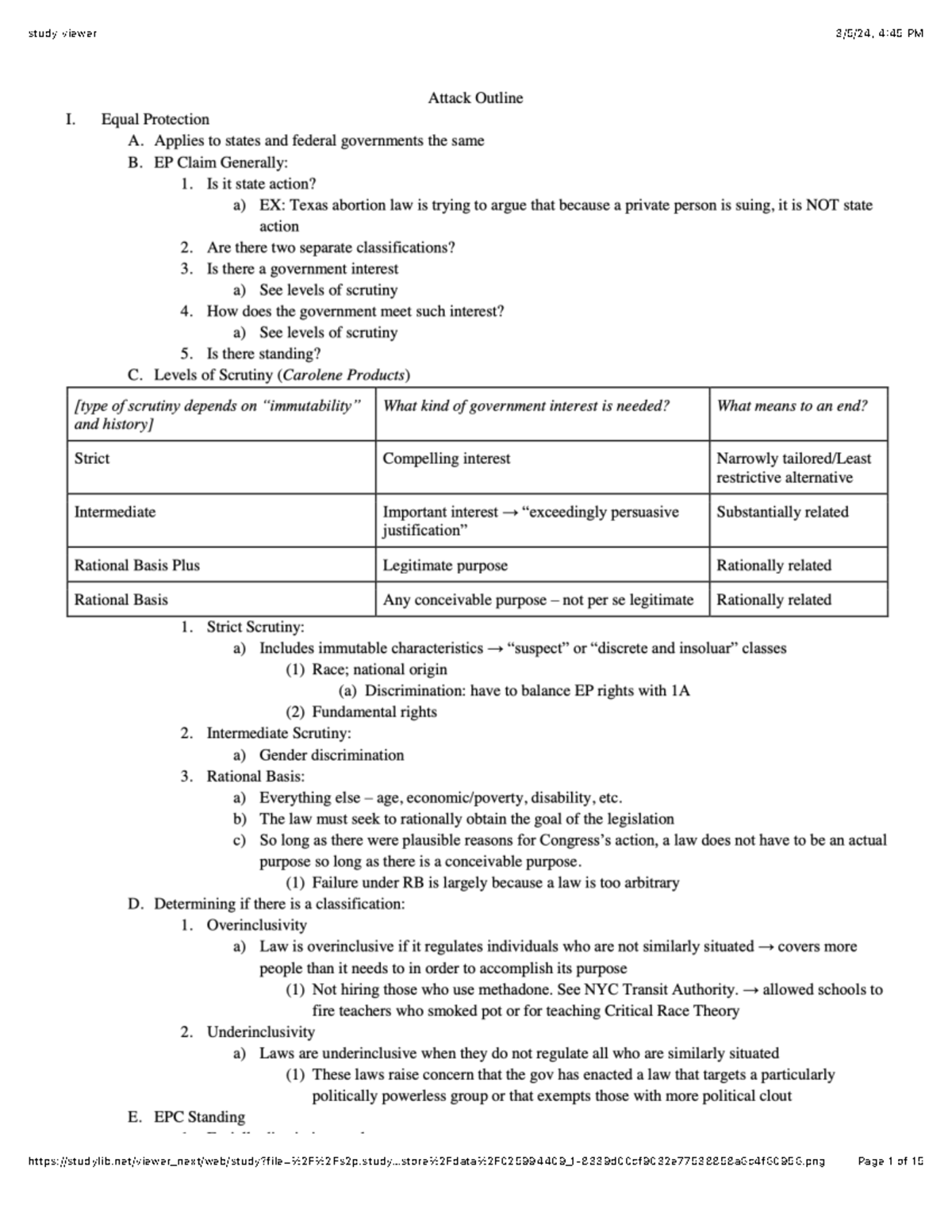 First Amendment - Attack Outline - LAW 2070 - studylib/viewer_next/web ...