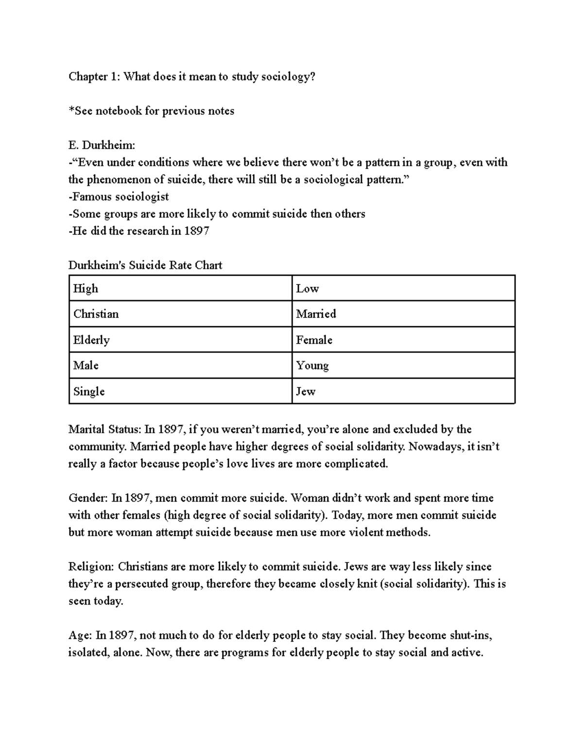 Sociology 1000 Notes - Chapter 1: What does it mean to study sociology ...