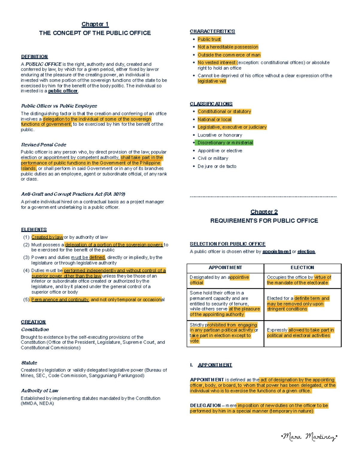 Toaz - notes - Chapter 1 THE CONCEPT OF THE PUBLIC OFFICE DEFINITION A ...