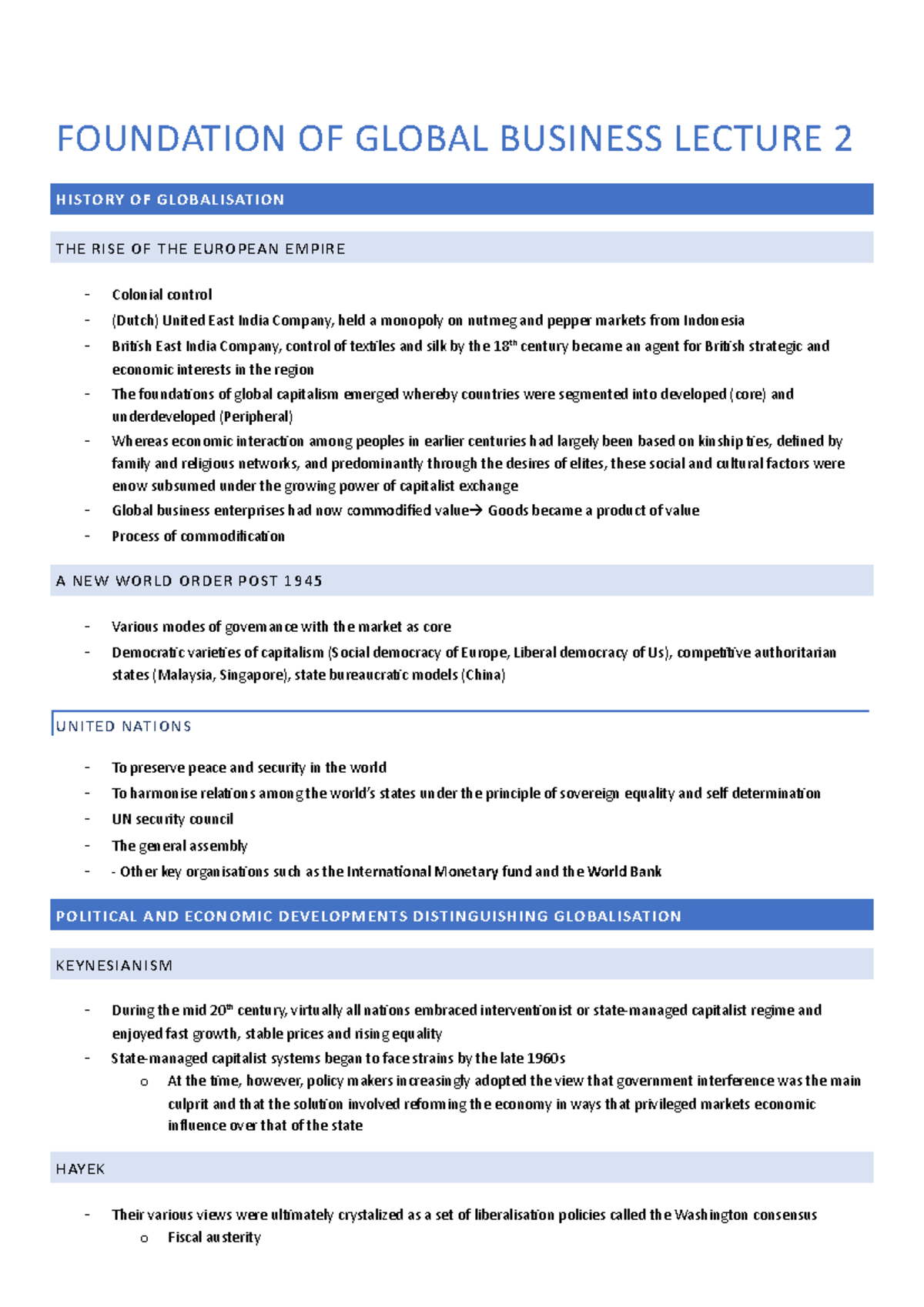 Foundation of global business lecture 2 - FOUNDATION OF GLOBAL BUSINESS ...
