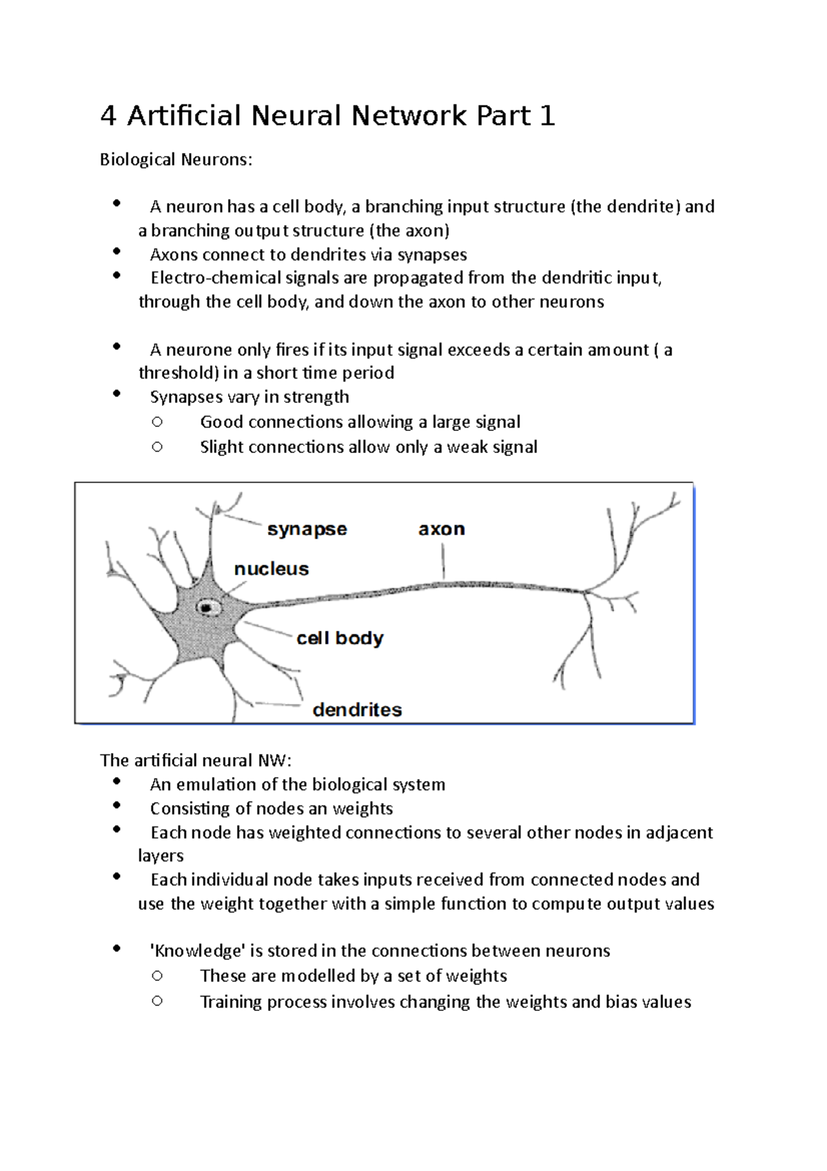 Artificial Neural Network Part 1 - Studocu