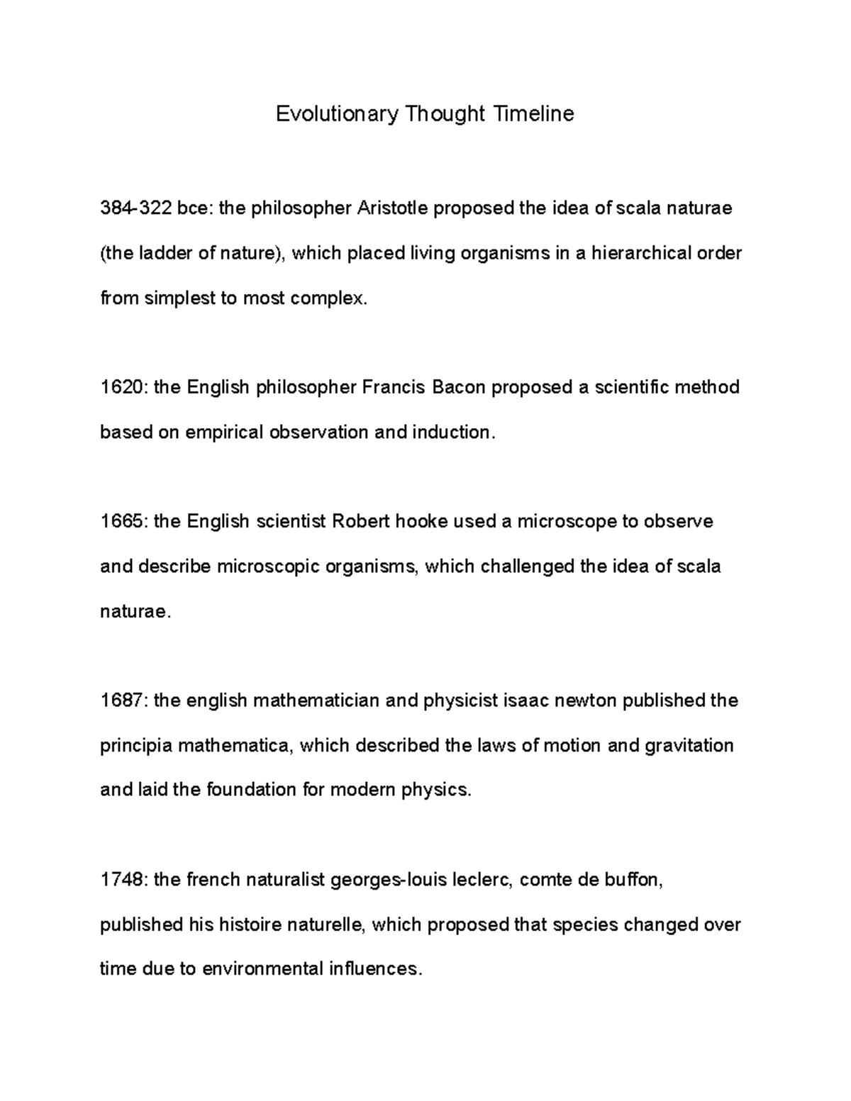 Evolutionary Thought Timeline - Evolutionary Thought Timeline 384-322 ...