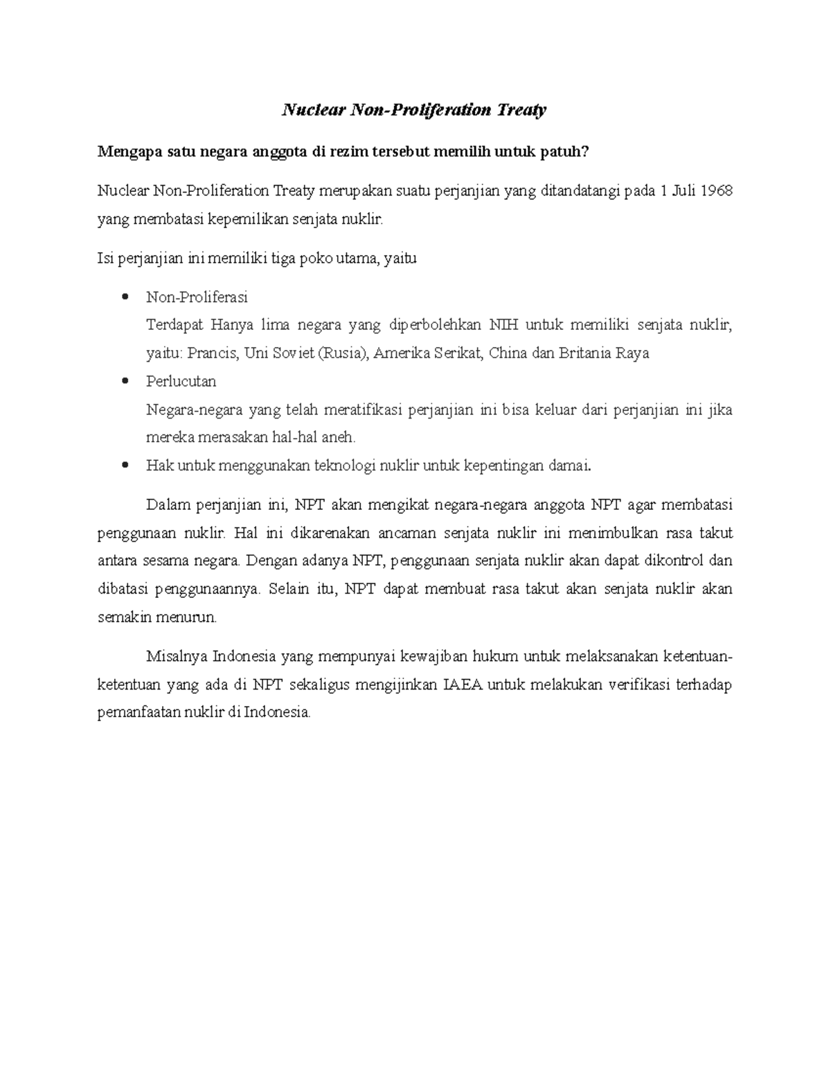 Hukint week 6 - NPT - Resume dari Kelas Hukum Internasional - Nuclear ...